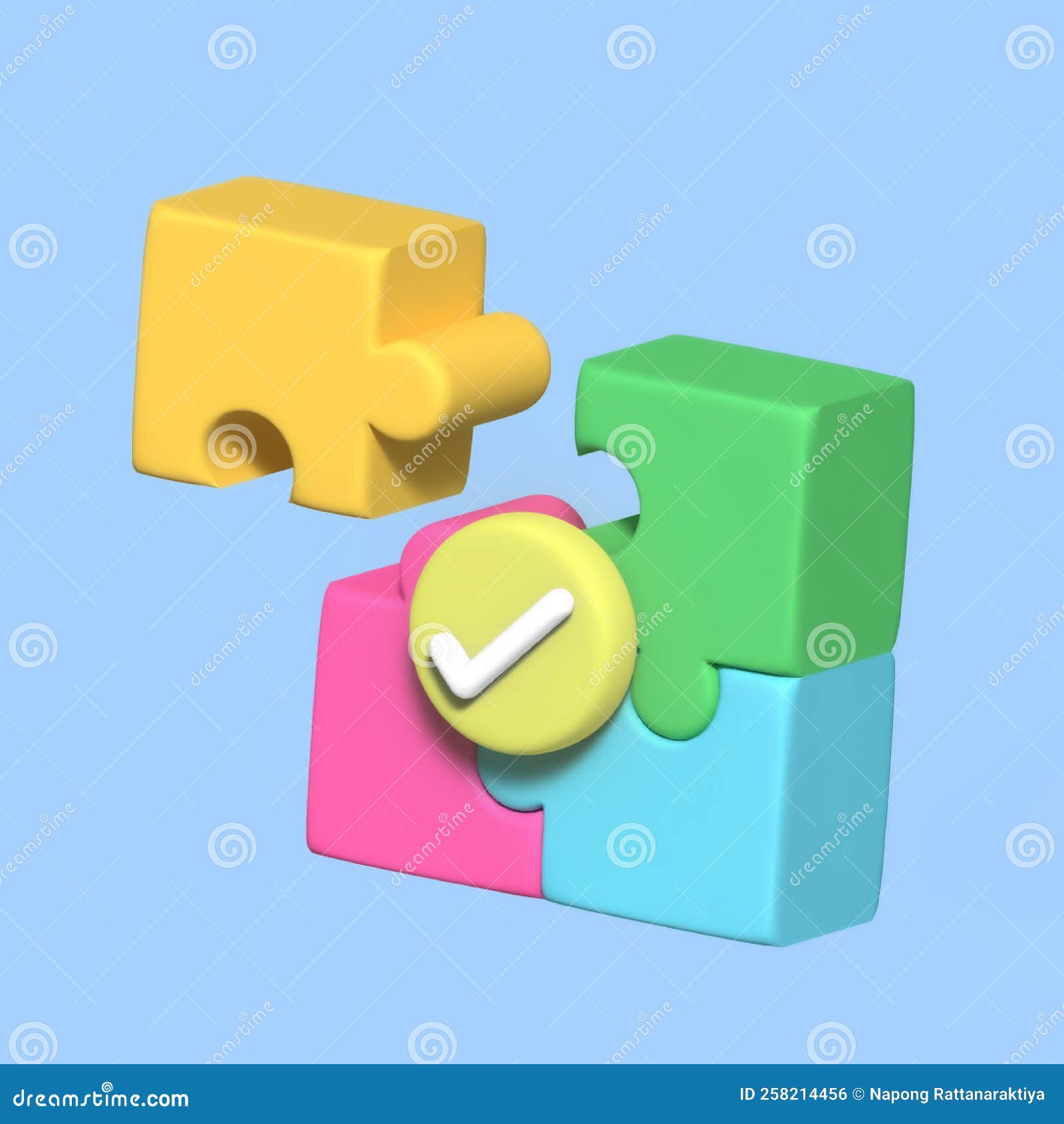 3D Jigsaw Puzzle Pieces on Pink Background. Problem-solving and Success ...