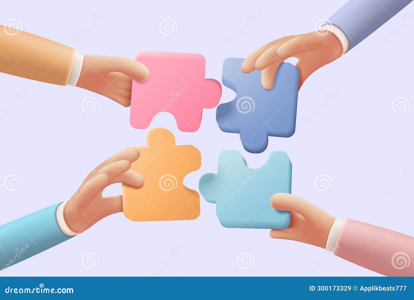 3D Jigsaw Puzzle Pieces Symbol of Teamwork. Problem-solving, Business ...