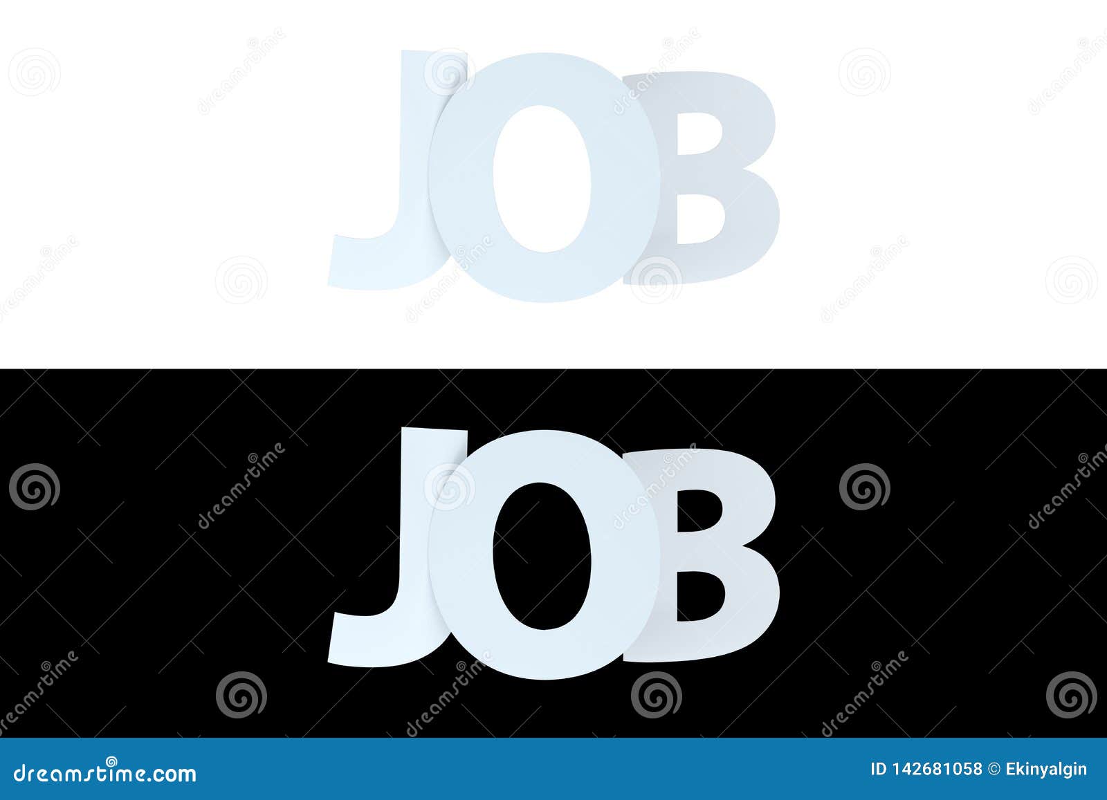 3D Job Text on White and Black Version Stock Illustration ...