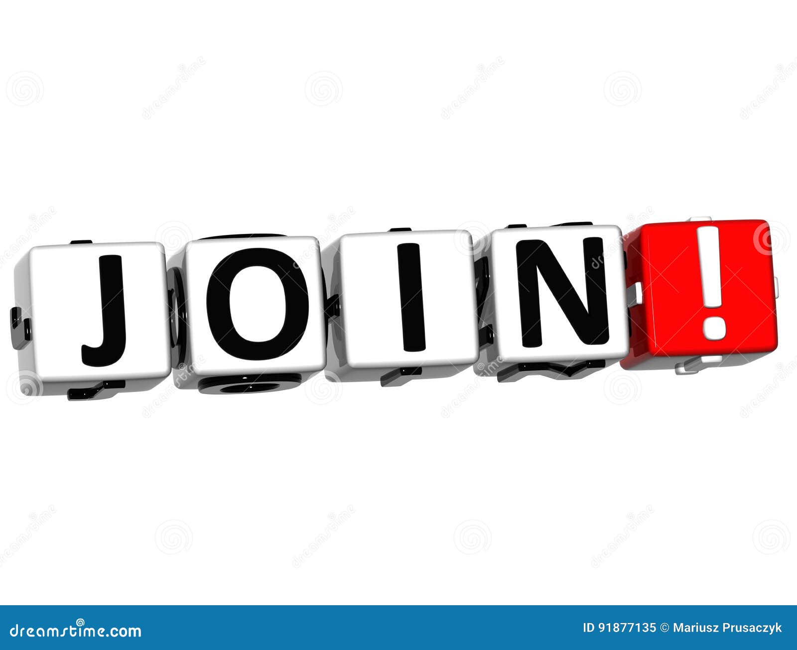 3D Join Button Click Here Block Text Stock Illustration - Illustration ...