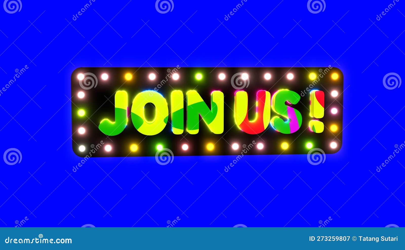 3d Join Us on Blue Background Stock Illustration - Illustration of lamp ...