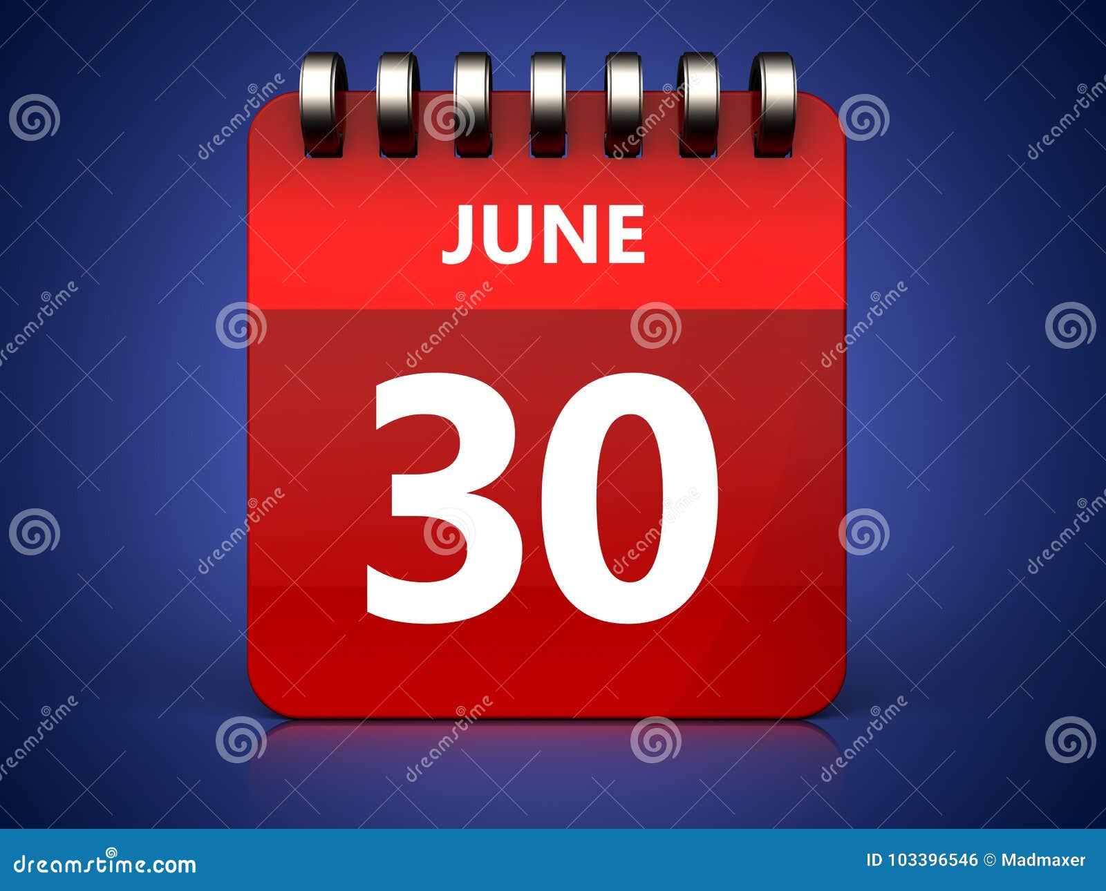 3d 30 june calendar stock illustration. Illustration of blue - 103396546