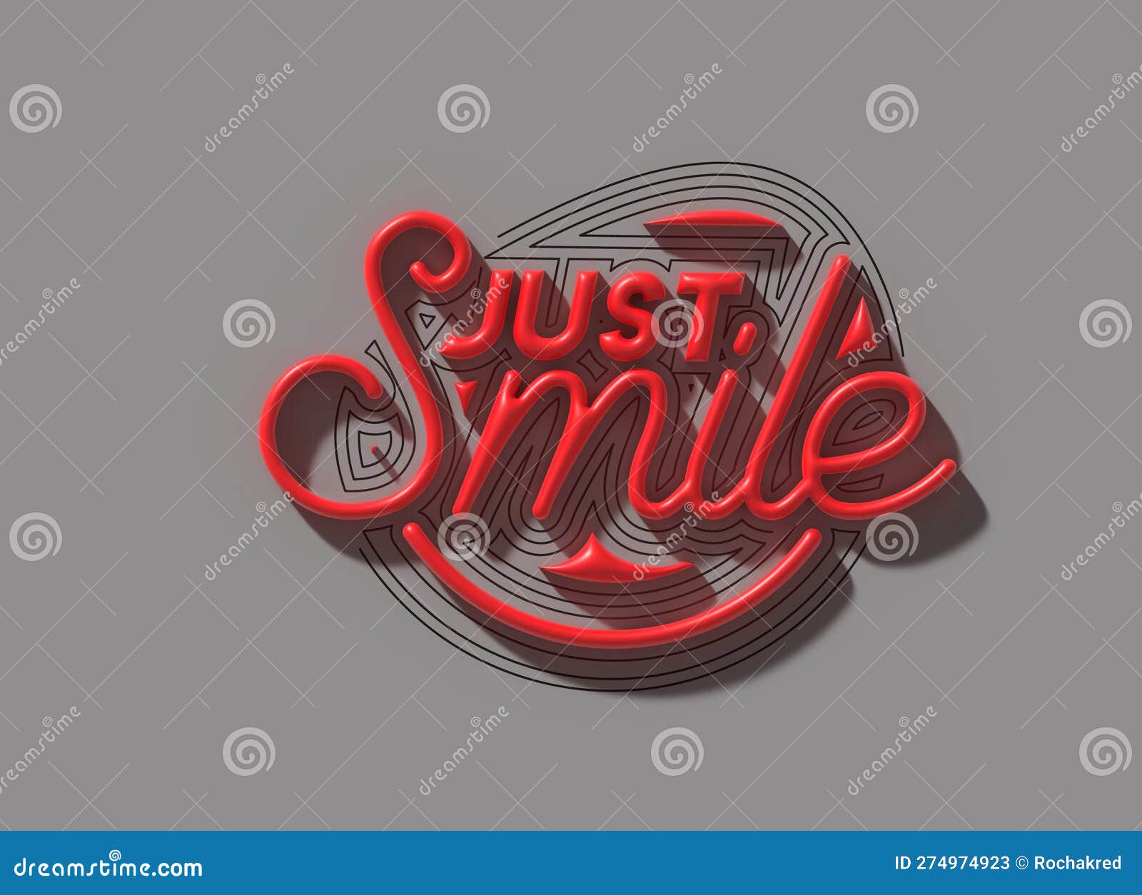 3D Just Smile Line Lettering Typographical Background Stock ...