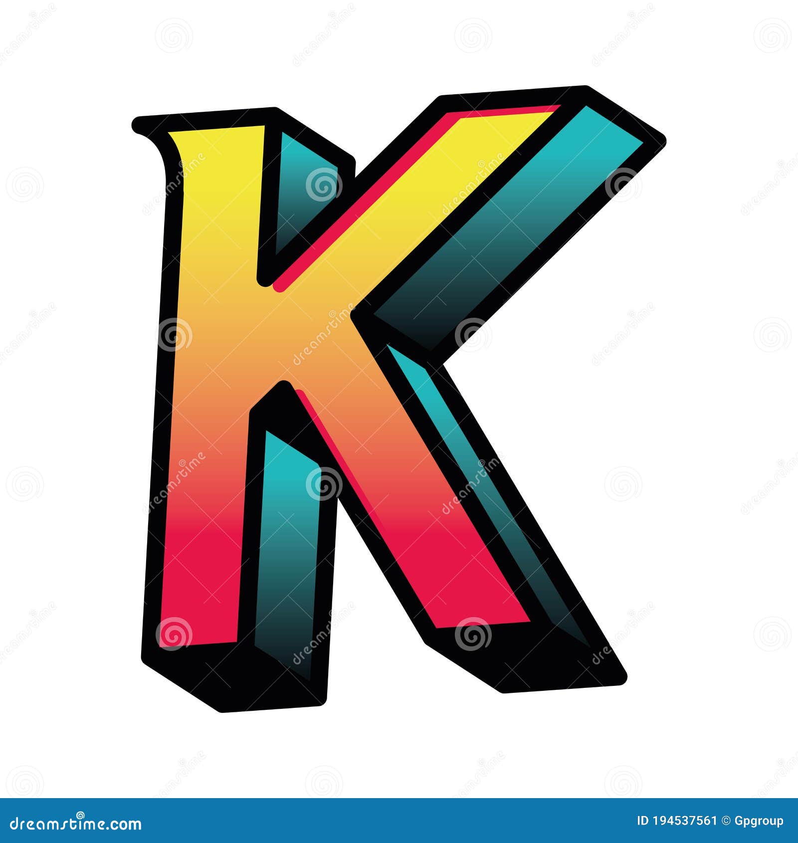 3d k letter vector design stock vector. Illustration of typo - 194537561