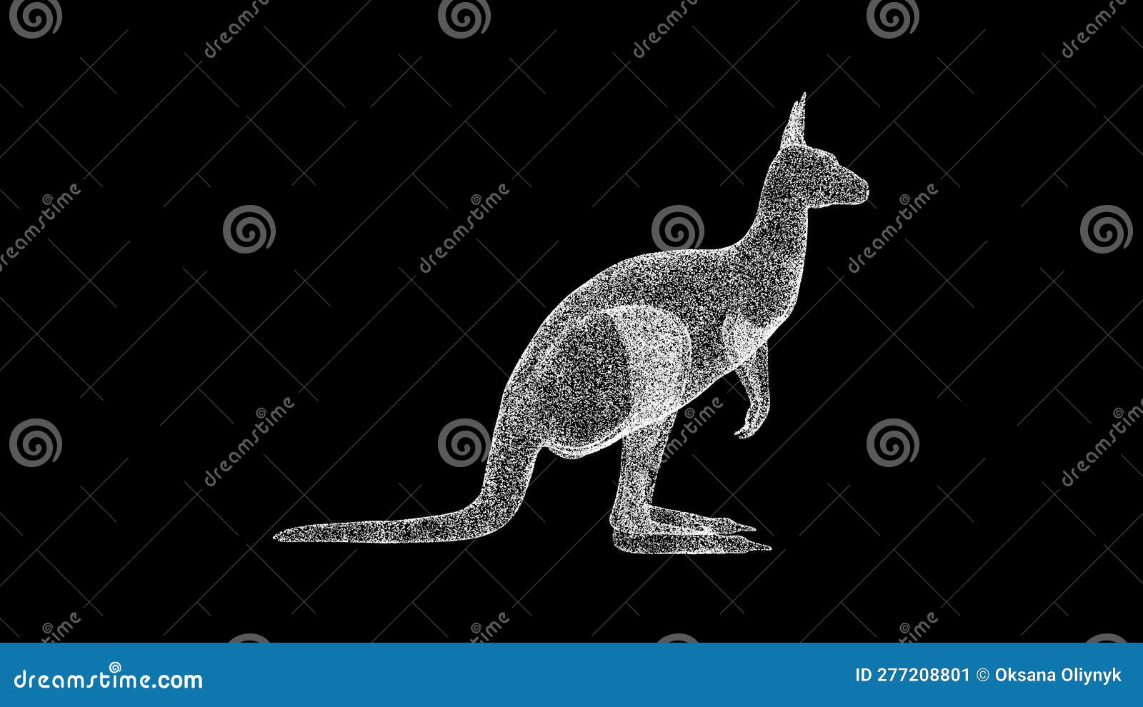 3D Kangaroo on Black Background. Object Made of Shimmering Particles ...