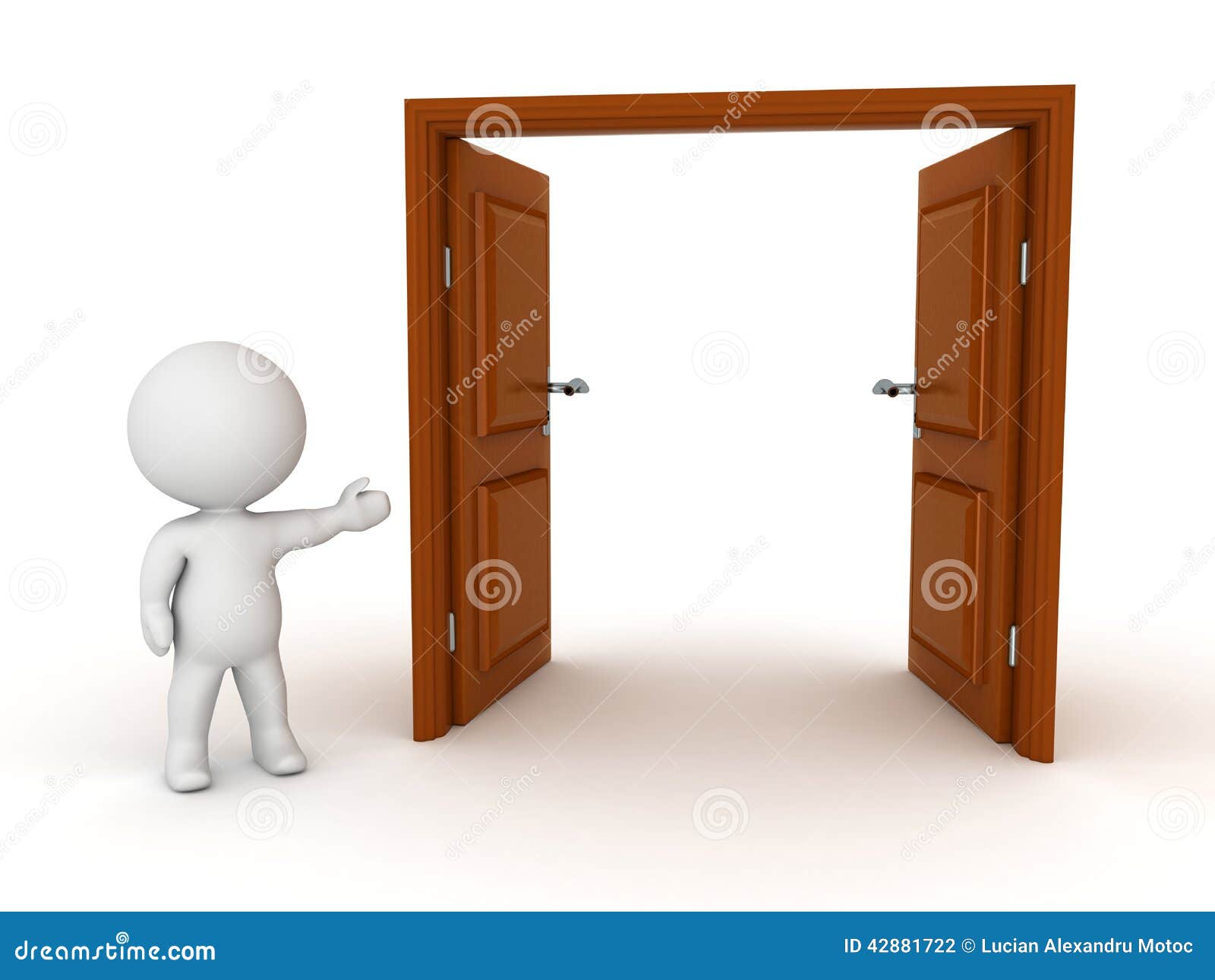 3D Karakter Die Open Deur Tonen Stock Illustratie - Illustration of ...