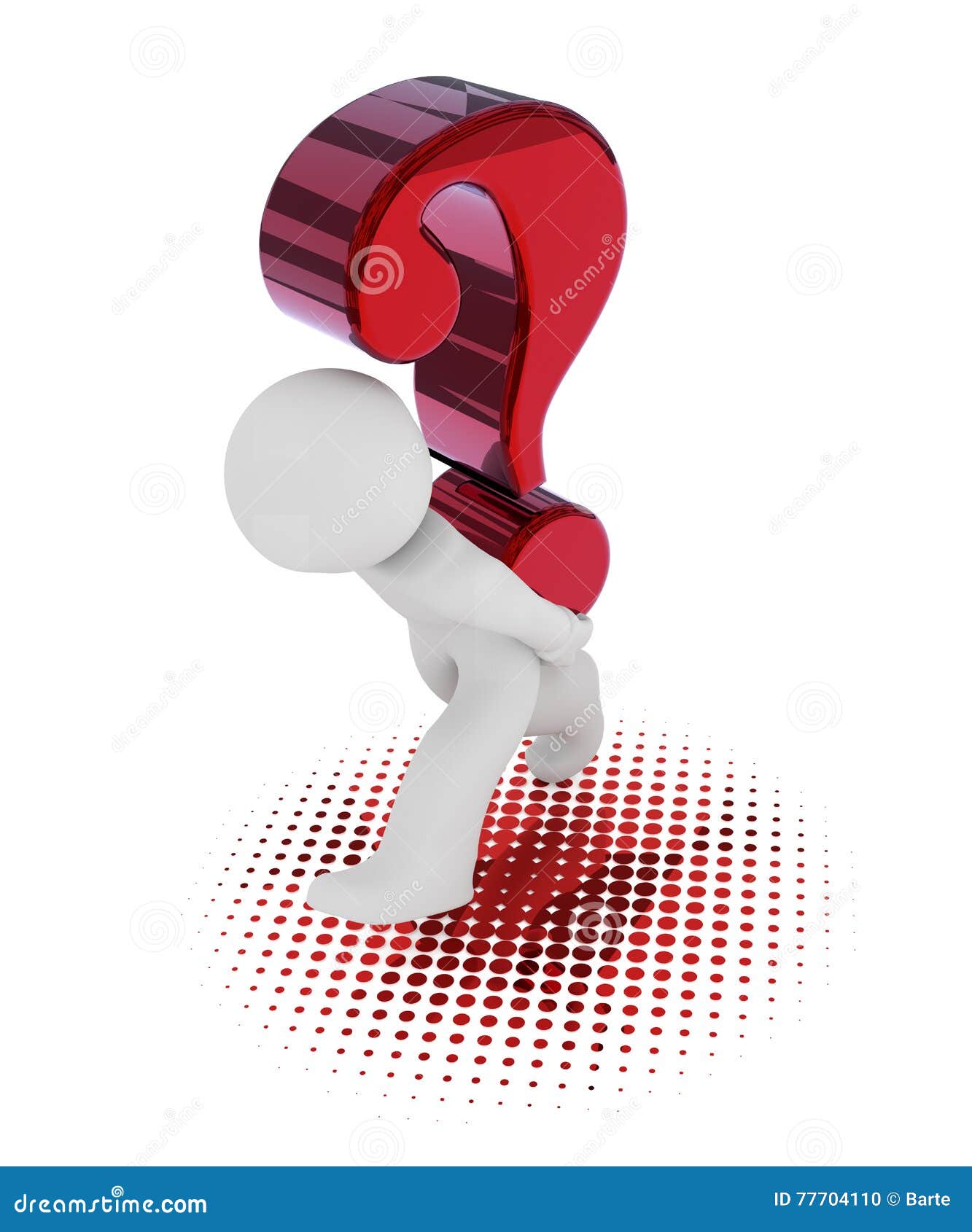 3d Karakter Met Een Groot Rood Vraagteken Stock Illustratie ...