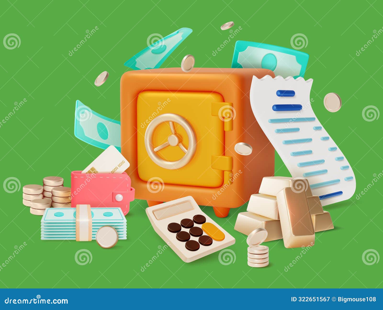 3d Keep Your Savings Secure for Future Concept Background Cartoon ...