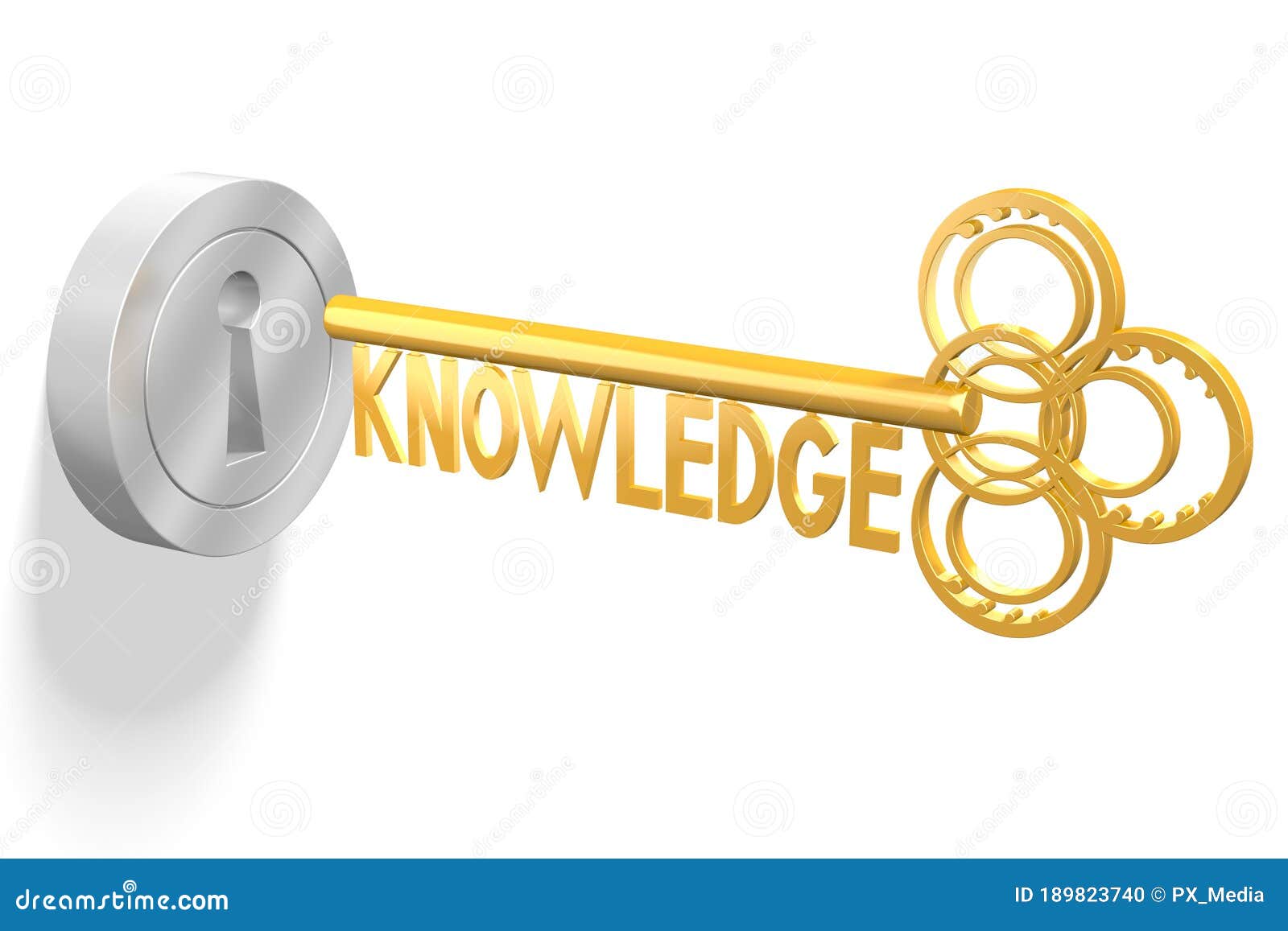 Knowledge Concept, Golden Key - 3D Illustration Stock Illustration ...