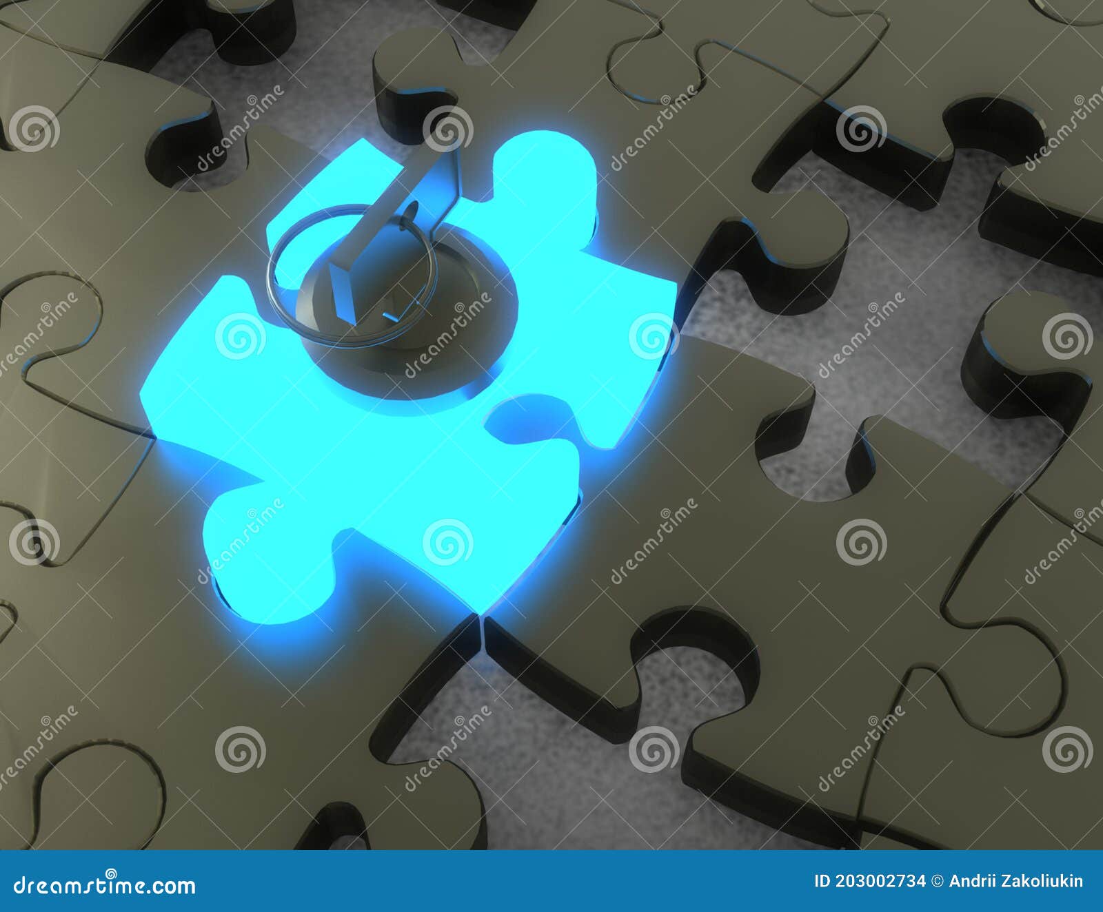 3d Key and Puzzle Pieces . Illustration Stock Illustration ...