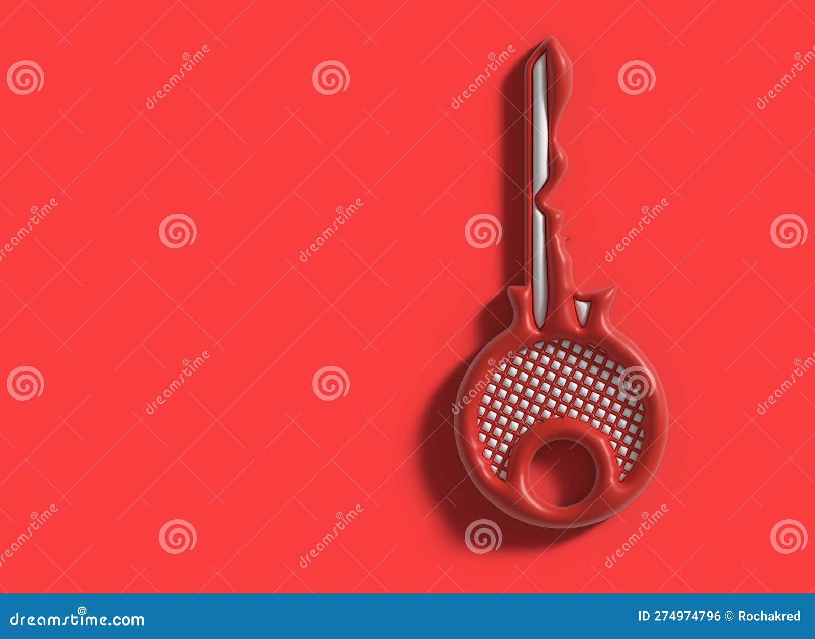 3D Key with Red Background stock illustration. Illustration of estate ...