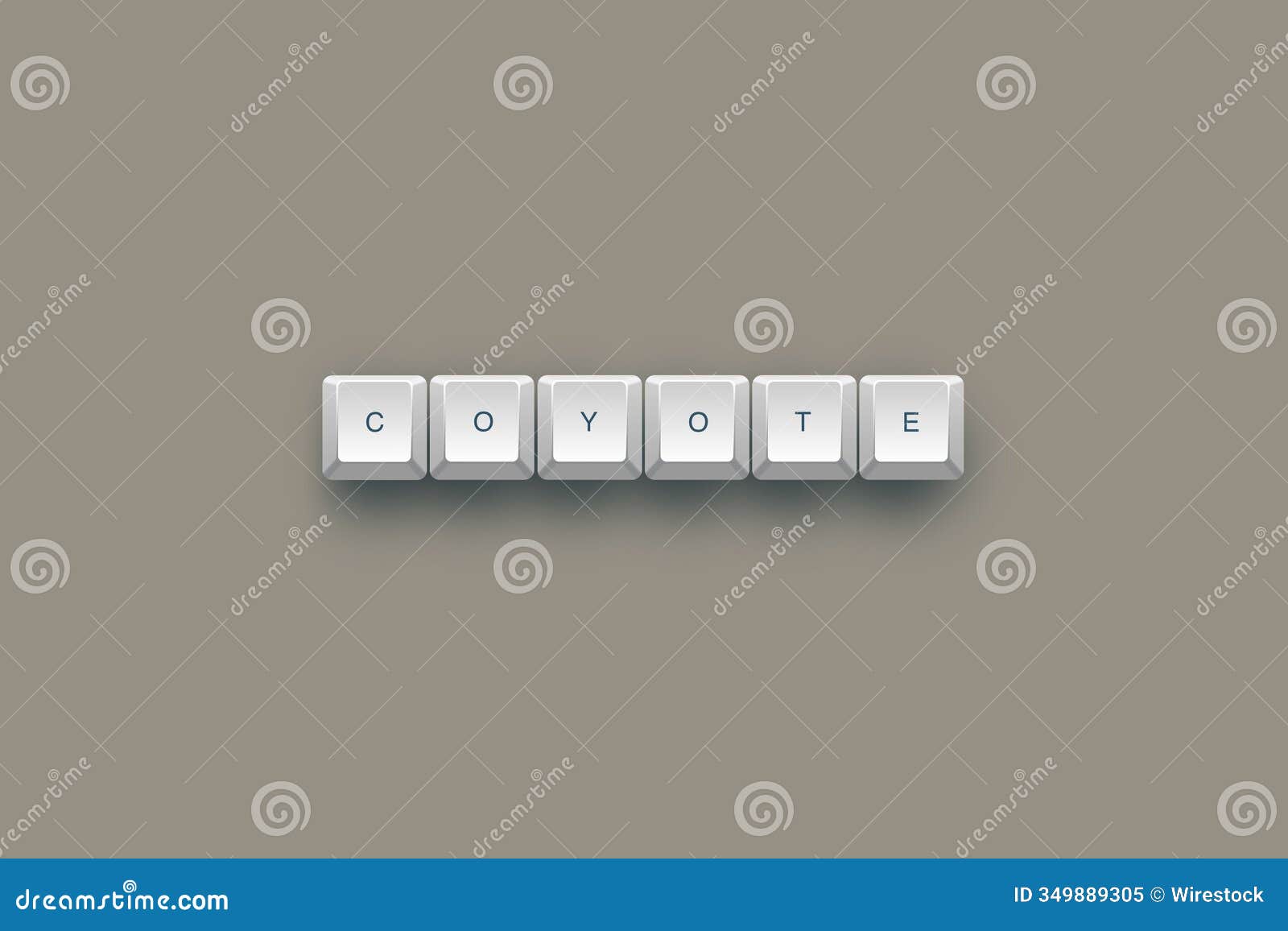 3D Keyboard Button with Coyote Text and Shadow Effect Stock ...