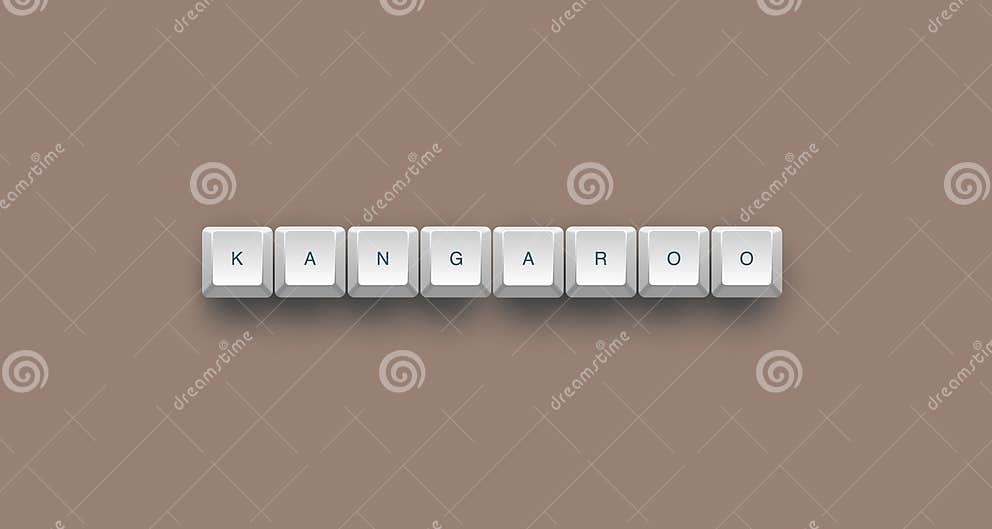 3D Keyboard Button Featuring Kangaroo Text with Shadow Effect Stock ...