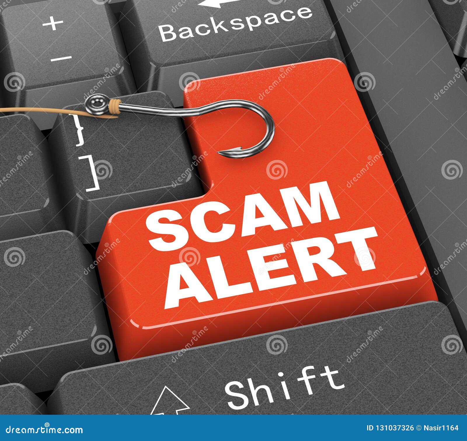 3d Keyboard Concept of Online Scammer Stock Illustration - Illustration ...