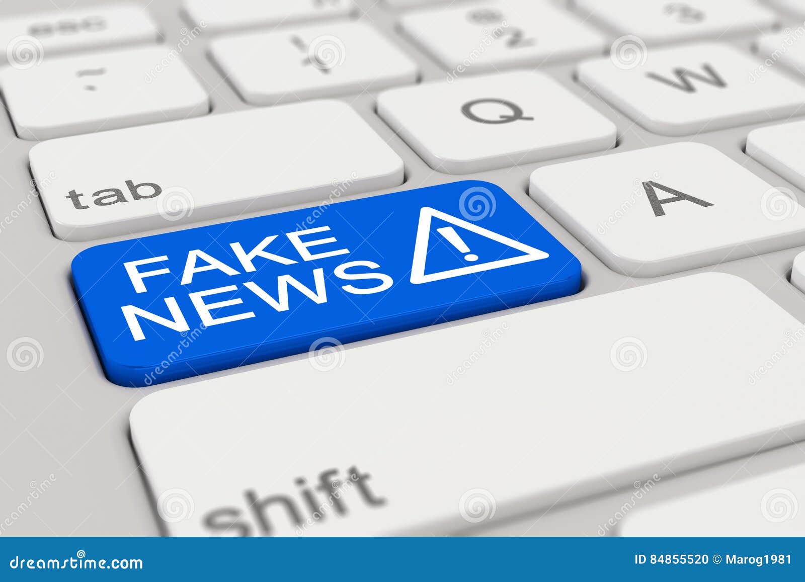 3d - Keyboard - Fake News - Blue Stock Illustration - Illustration of ...