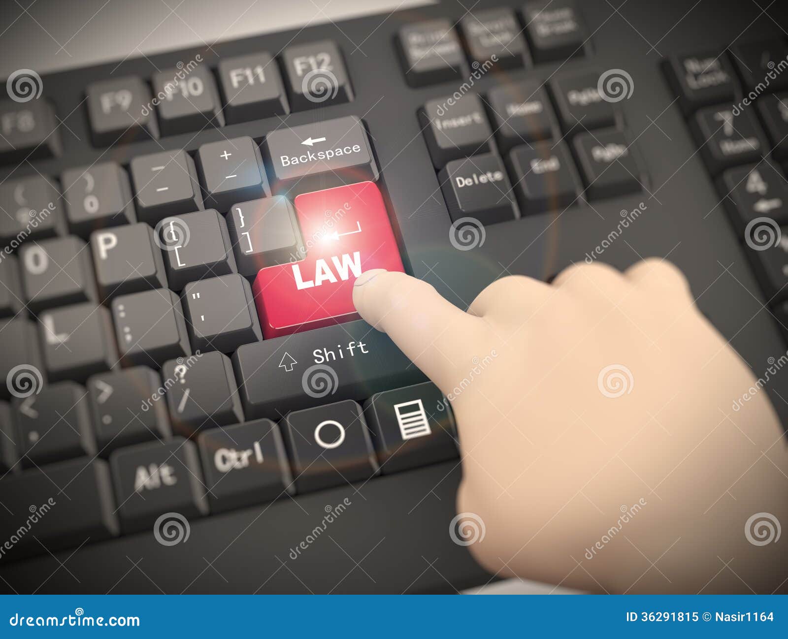 3d Keyboard Finger Pressing Law Button Stock Illustration ...
