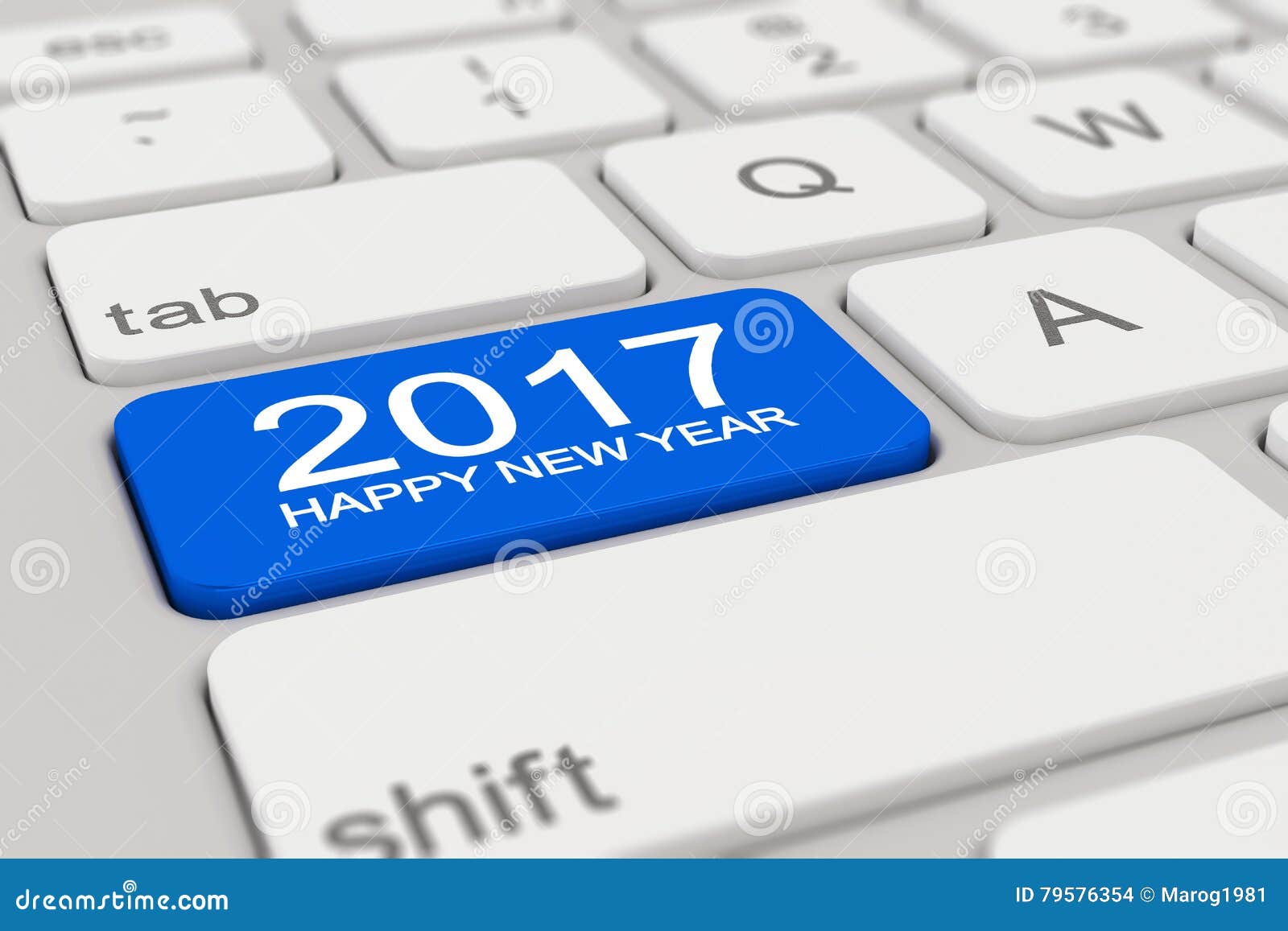 3d - Keyboard - 2017 - Happy New Year - Blue Stock Illustration ...