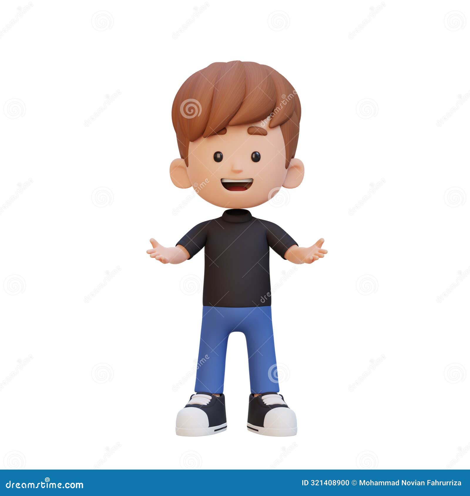 3D Kid Character in Talking and Explaining Pose Stock Illustration ...
