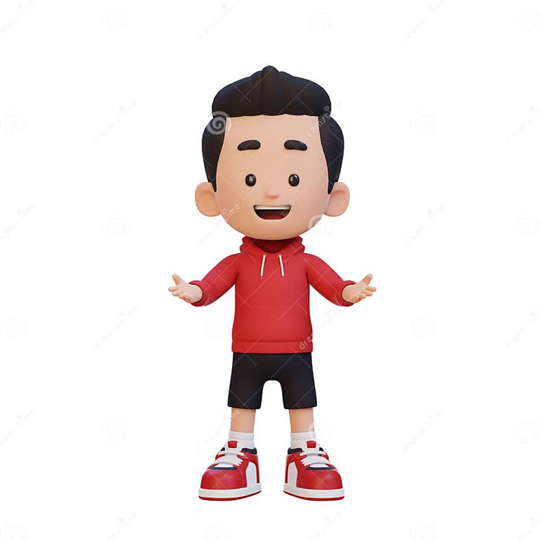 3D Kid Character in Talking and Explaining Pose Stock Photo ...