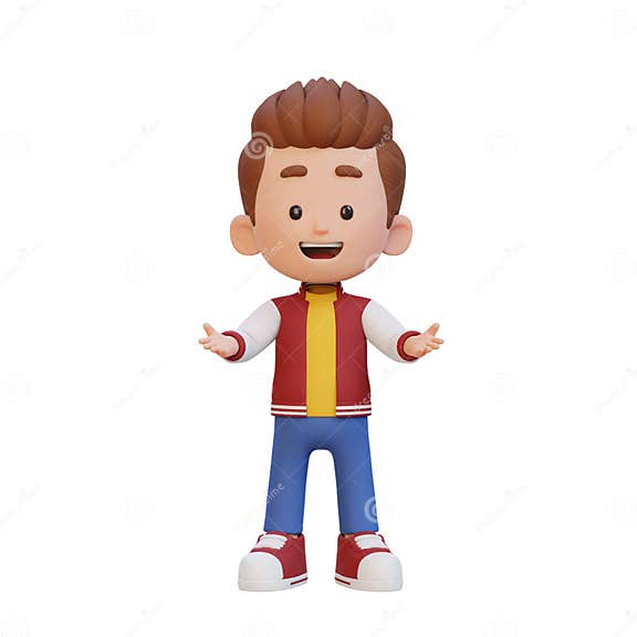 3D Kid Character in Talking and Explaining Pose Stock Photo ...