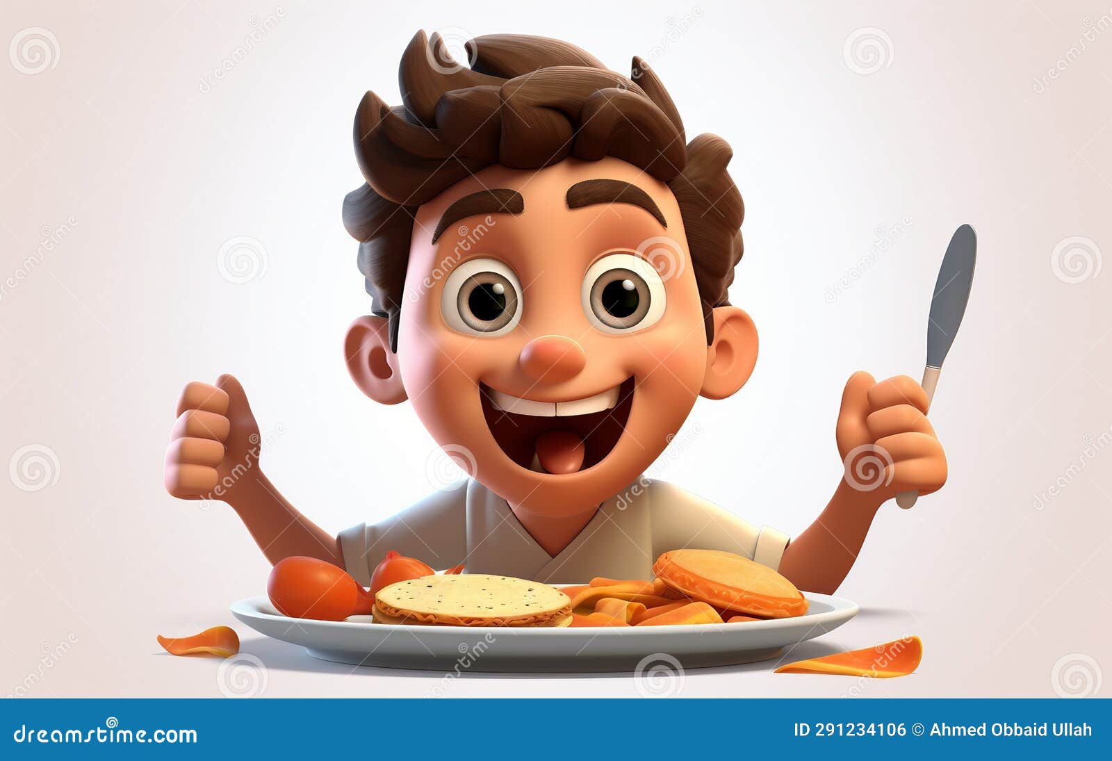 3D Kid Eating Icon on White. Generative by Ai Stock Illustration ...