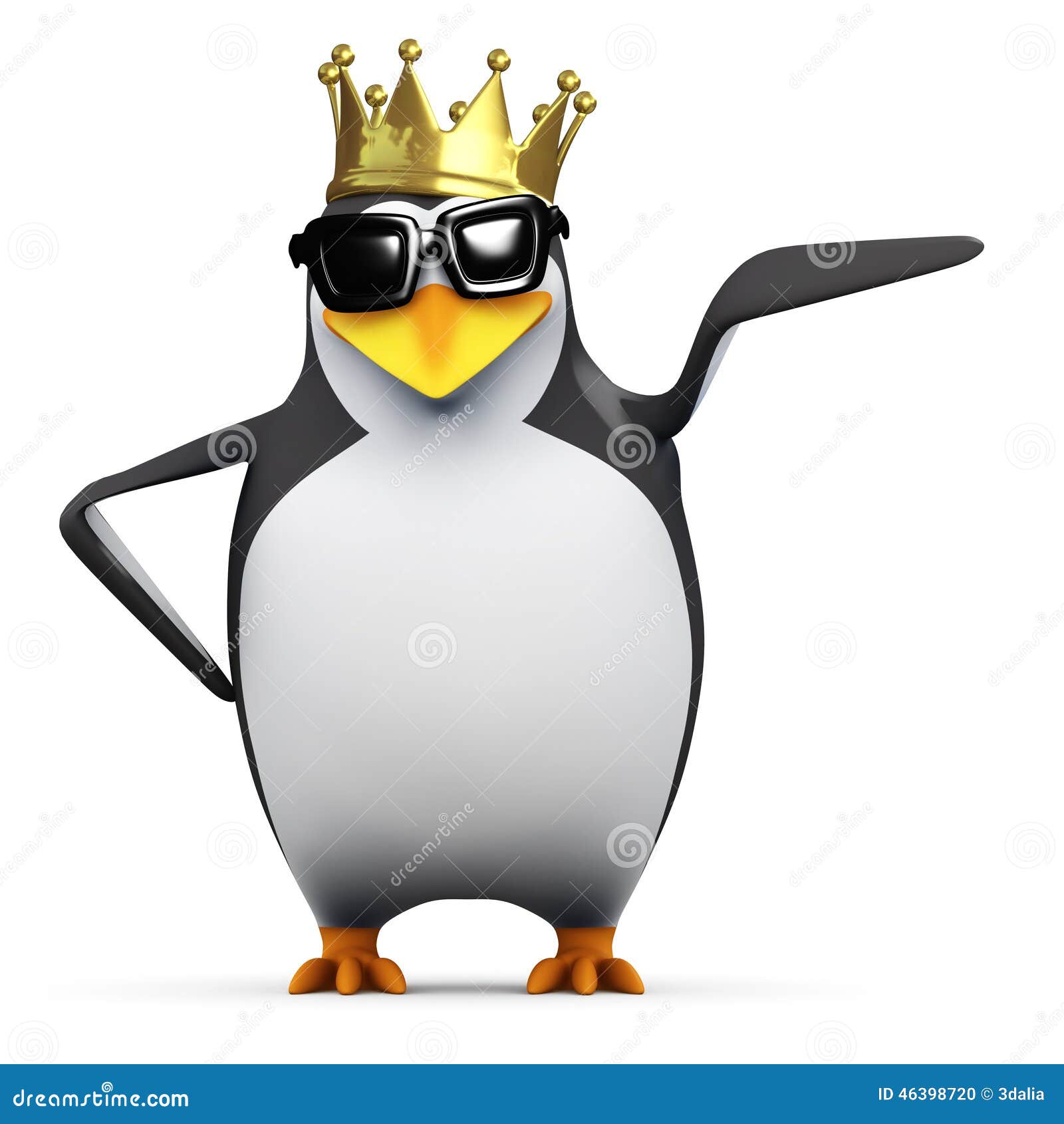 3d King Penguin Points To His Left Stock Illustration - Illustration of ...