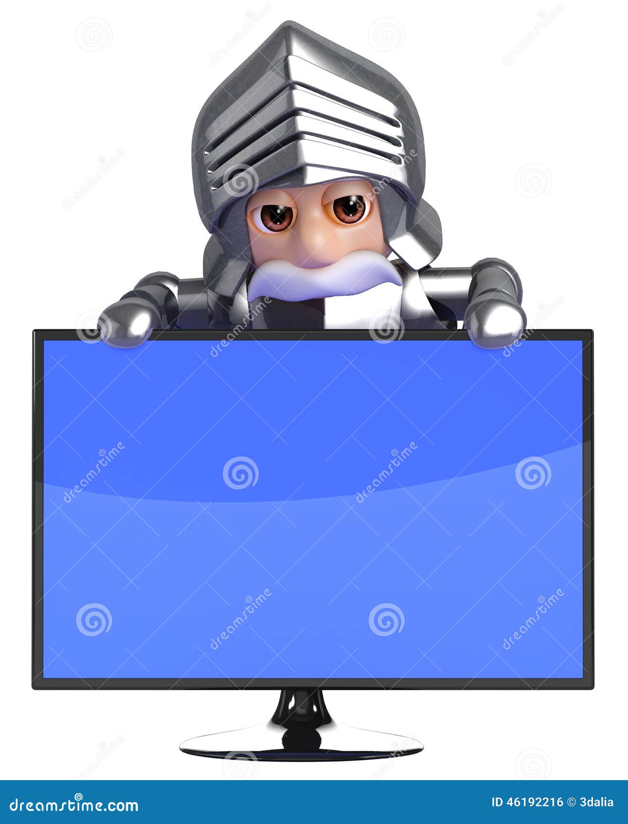 3d Knight Looks Over a Computer Monitor Stock Illustration ...