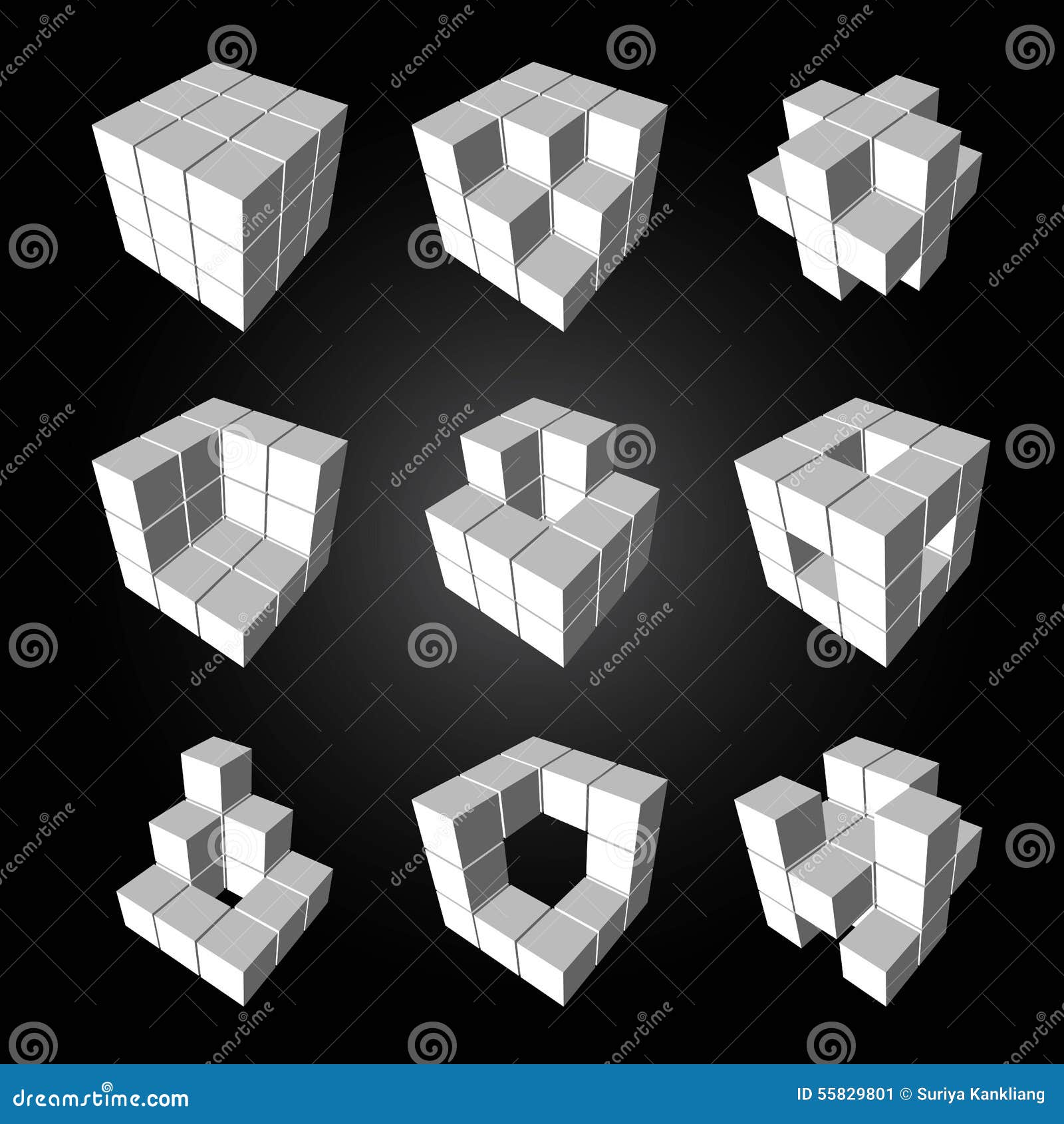 3d Kubik vektor abbildung. Illustration von konzept, geometrisch - 55829801