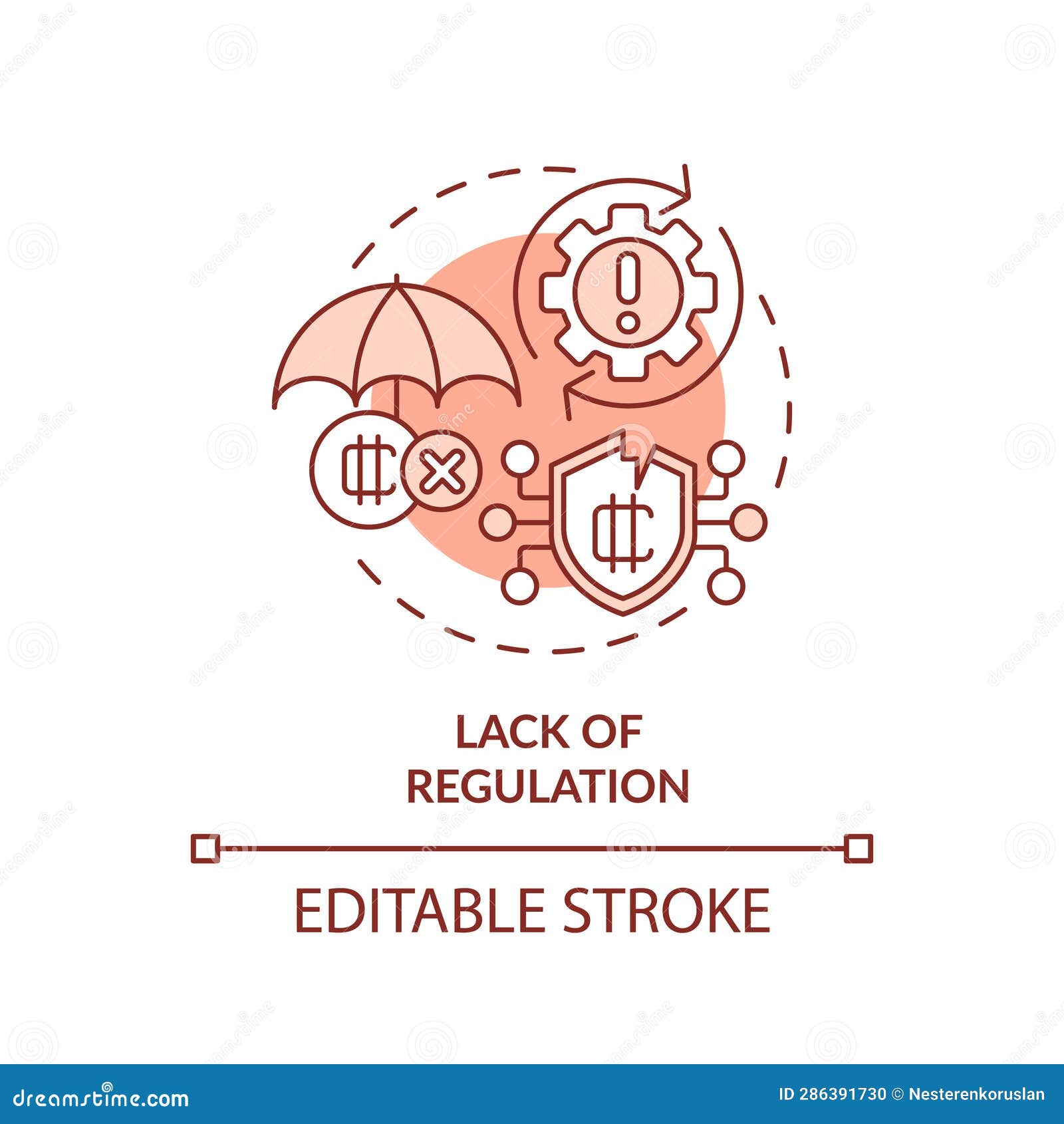 2D Lack of Regulation Red Line Icon Concept Stock Illustration ...