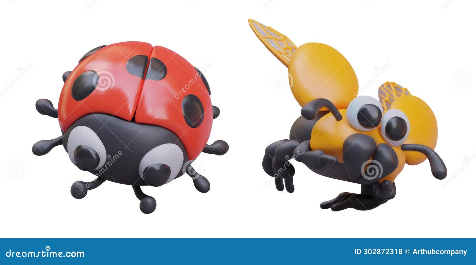 3D Ladybug and Scarab Closeup. Creative Illustrations of Insects Stock ...