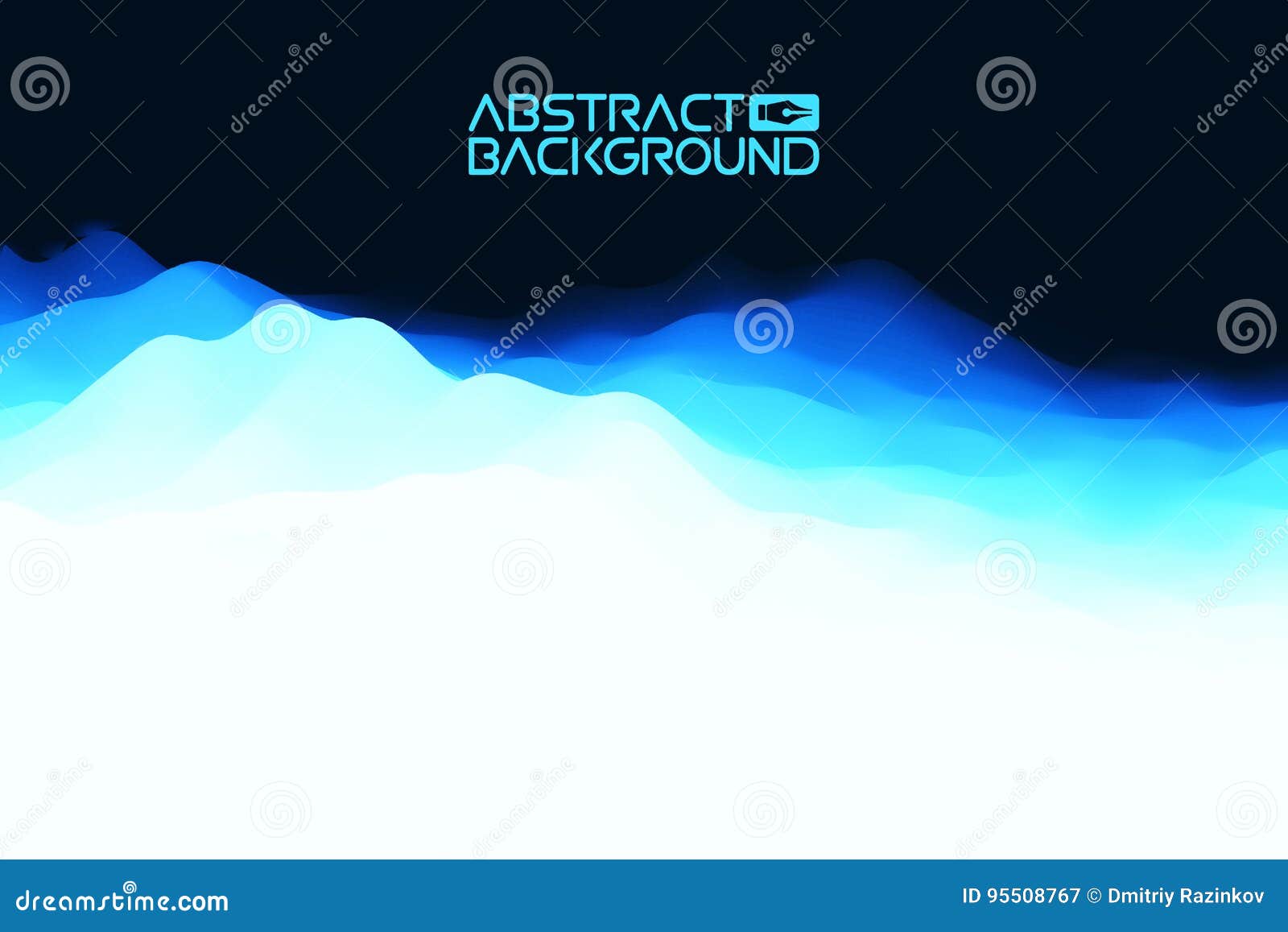 3D Landscape Abstract Blue Background. Blue Gradient Vector ...