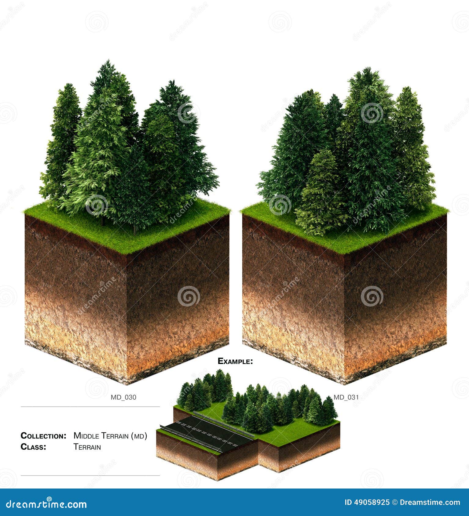 3D landscape block grass stock illustration. Illustration of block ...