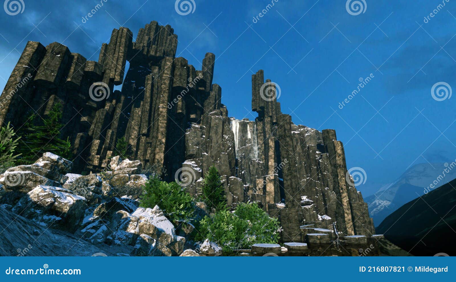 Hexagonal Basalt Columns - 3D Art Stock Illustration - Illustration of ... Hexagonal Basalt Columns - 3D Art Stock Illustration - Illustration of ...