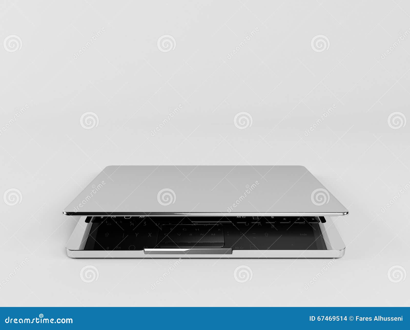 3d laptop almost closed stock illustration. Illustration of display ...