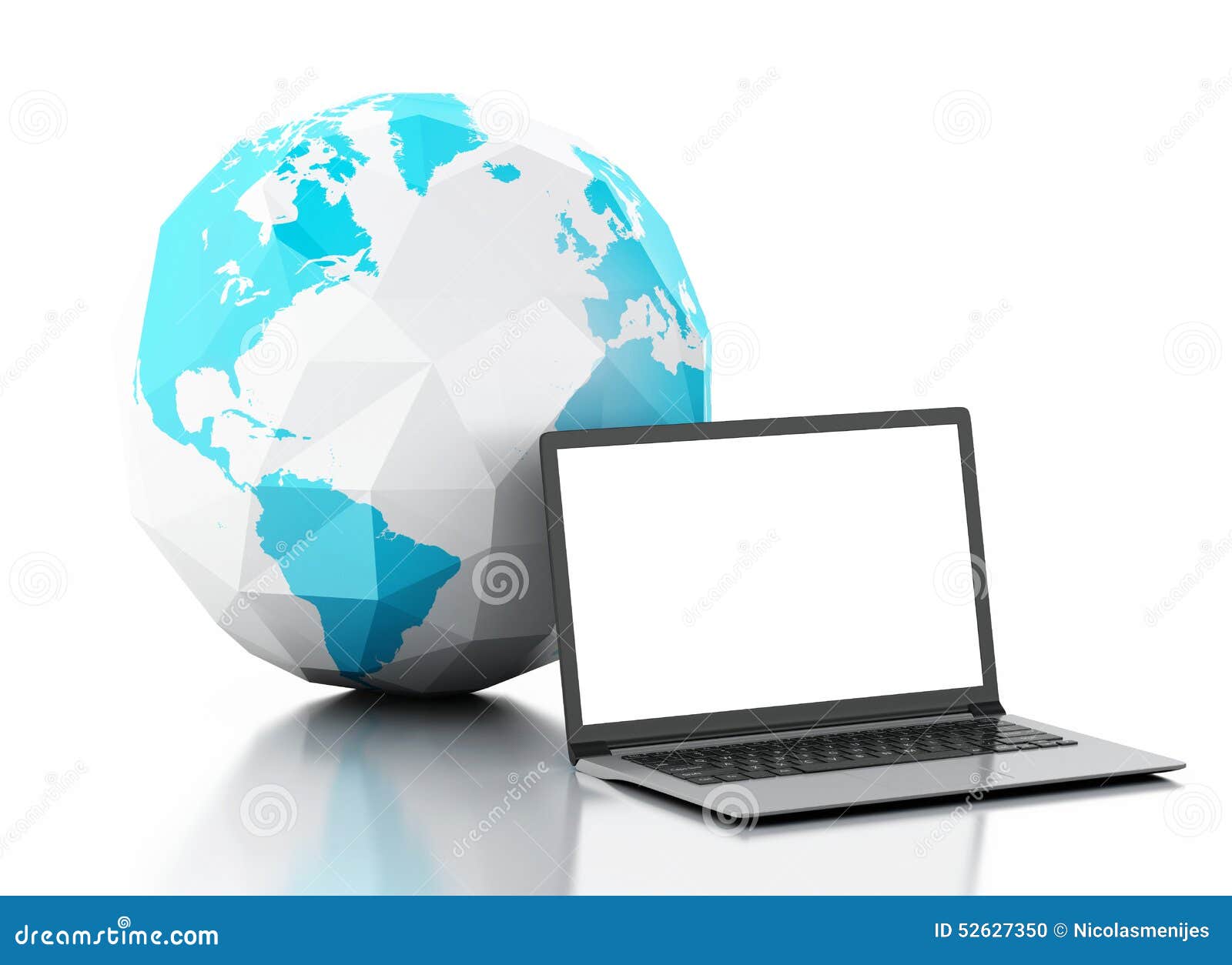 3d Laptop And Earth Globe. Global Communication Stock Illustration ...