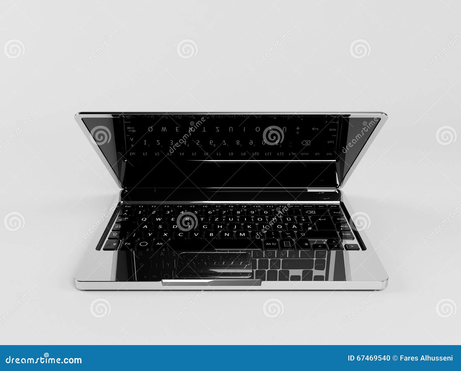 3d laptop half open stock illustration. Illustration of display - 67469540