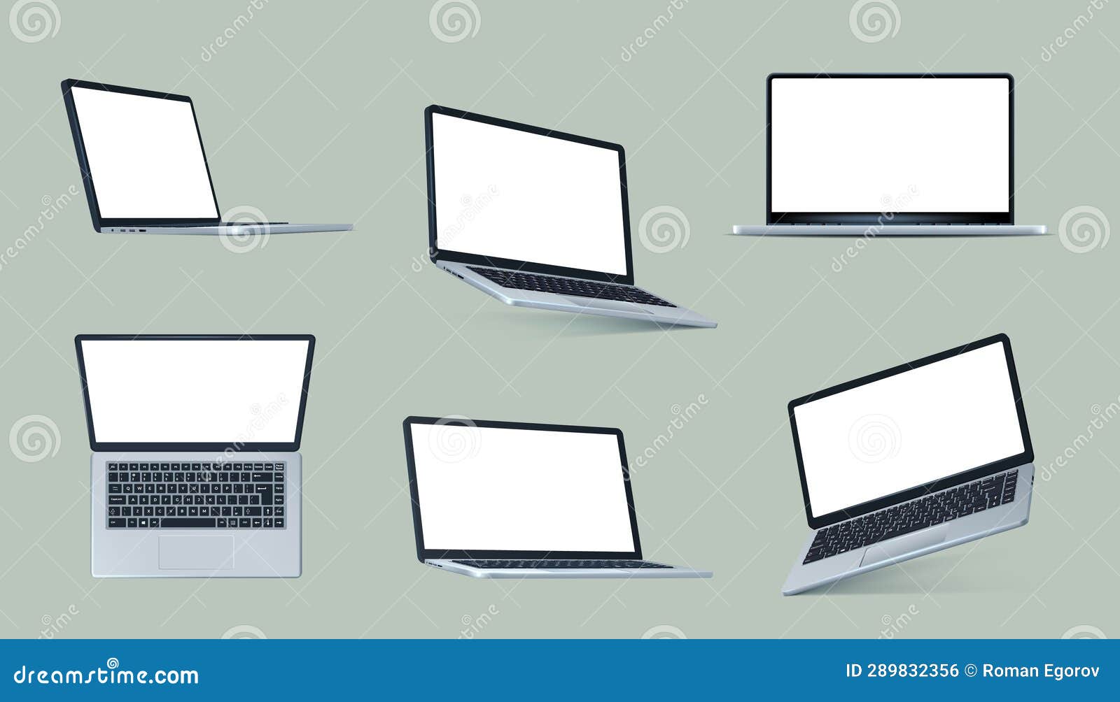 3d Laptop. Isometric Open Computer, Notebook Different Angles View ...