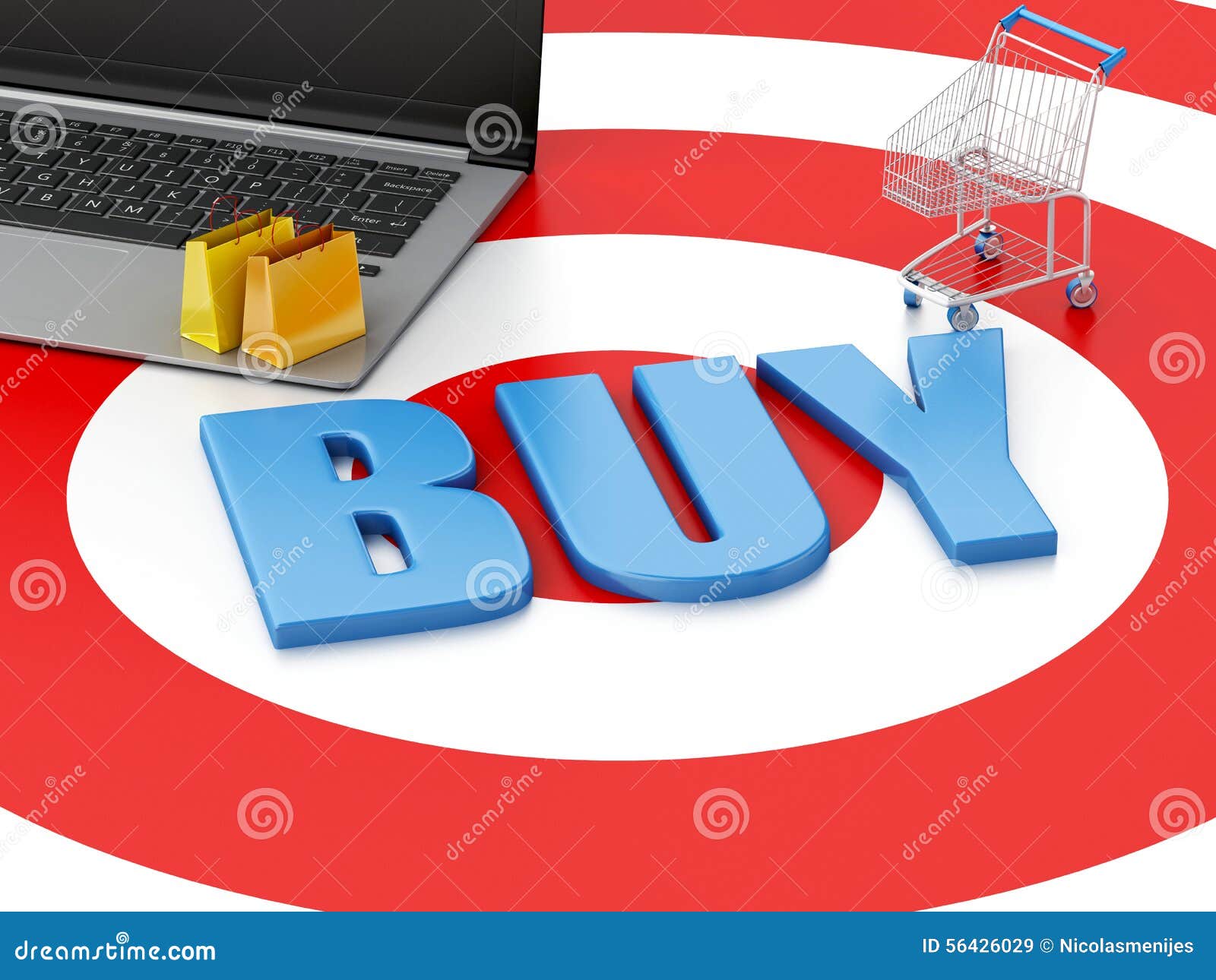 3d Laptop Pc Shopping Cart on Target. E-commerce Concept Stock ...