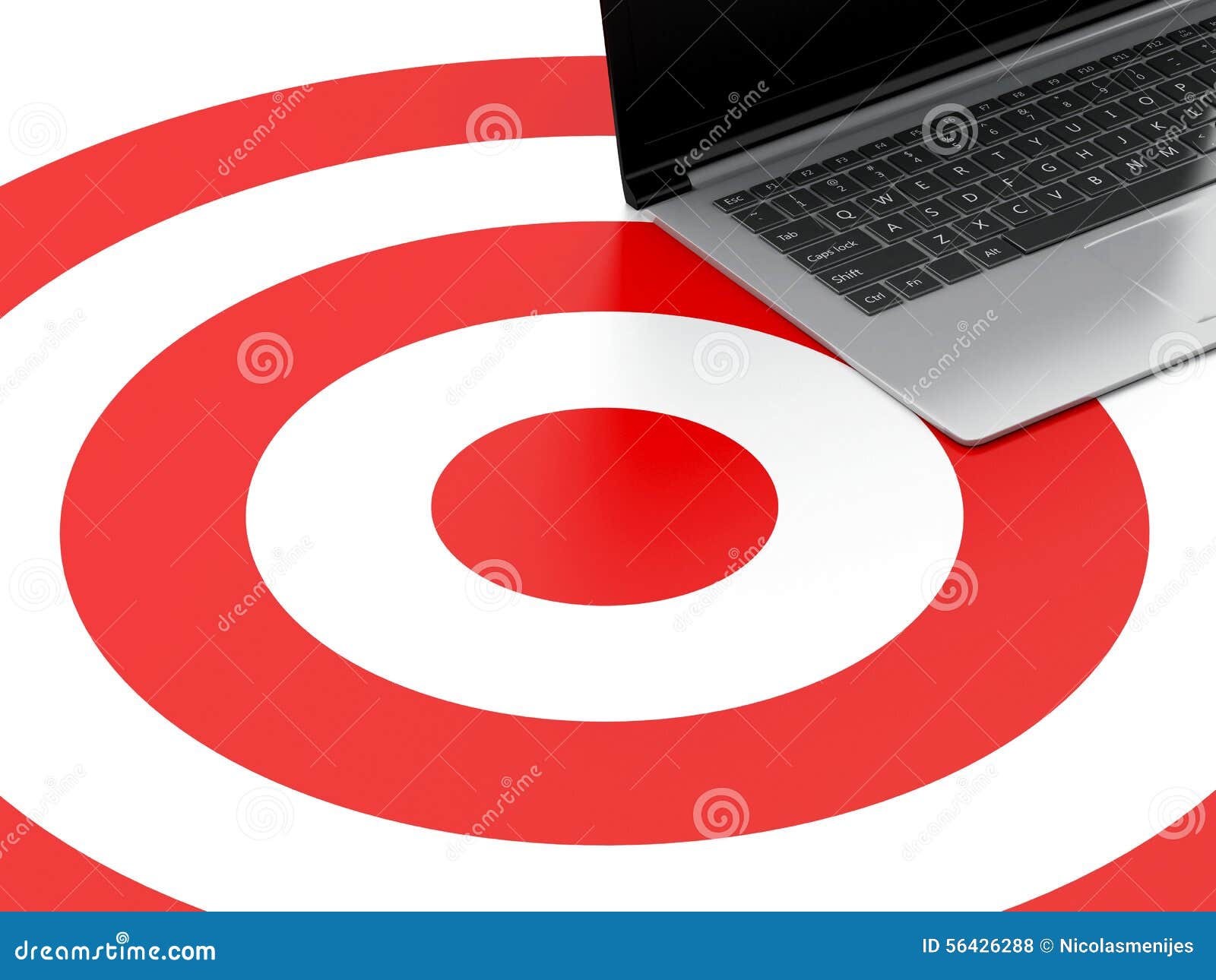 3d Laptop Pc on Target. Strategic Business Concept Stock Illustration ...