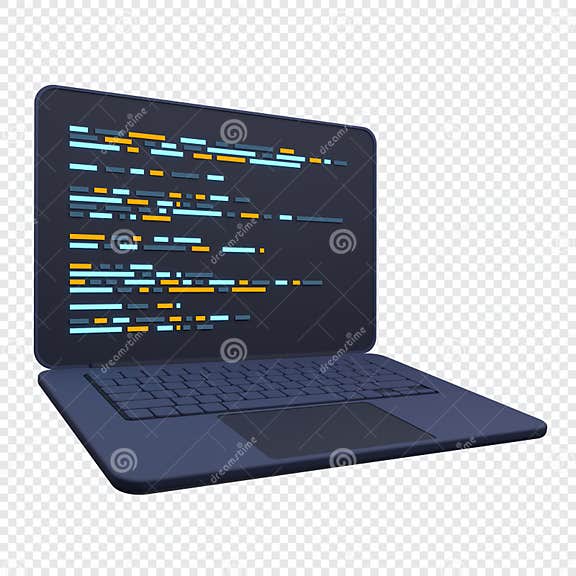 3d Laptop And Program Code Development Web Coding Concept Coding