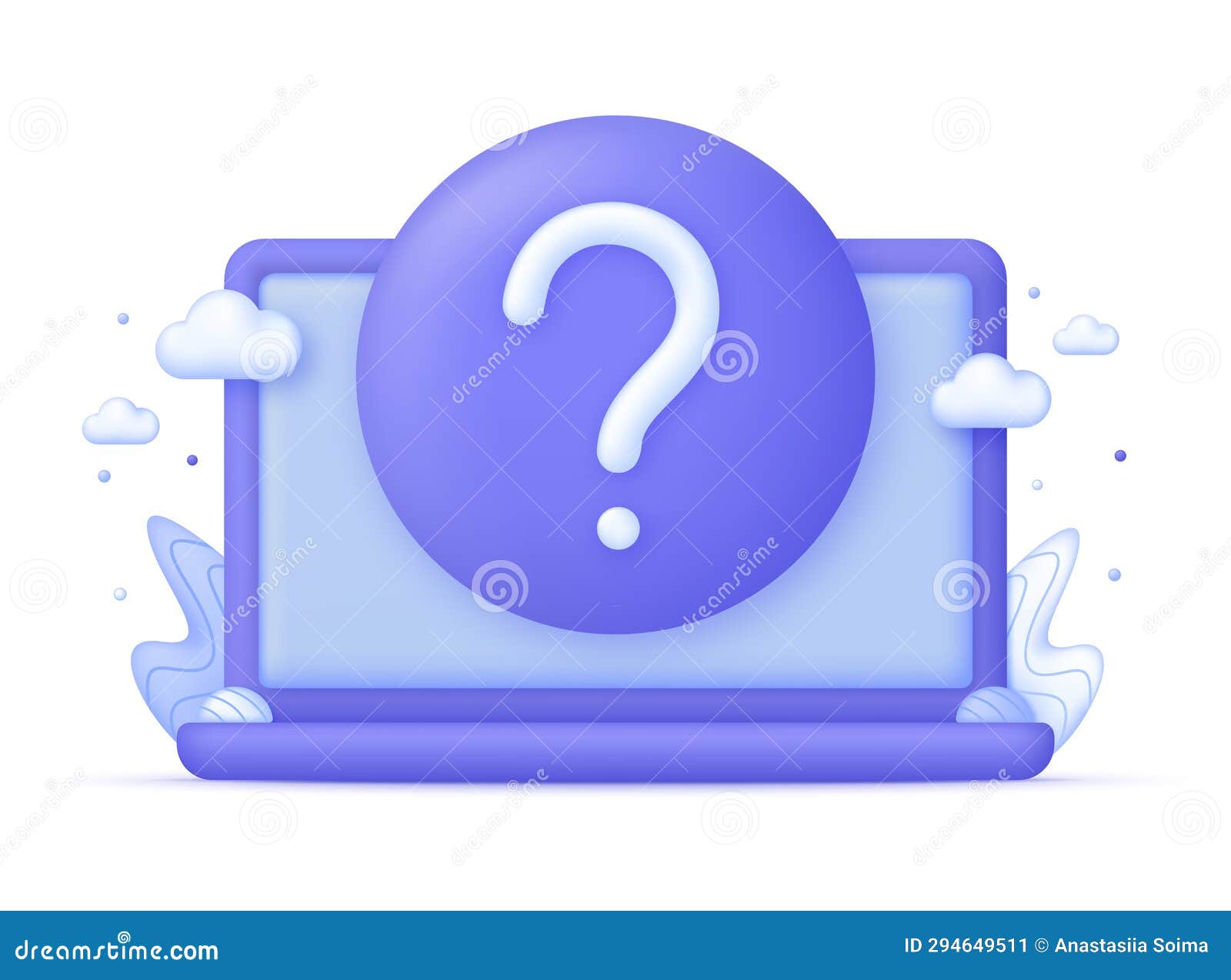 3D Laptop with Question Mark. FAQ and QA Concept. Finding Answer for ...