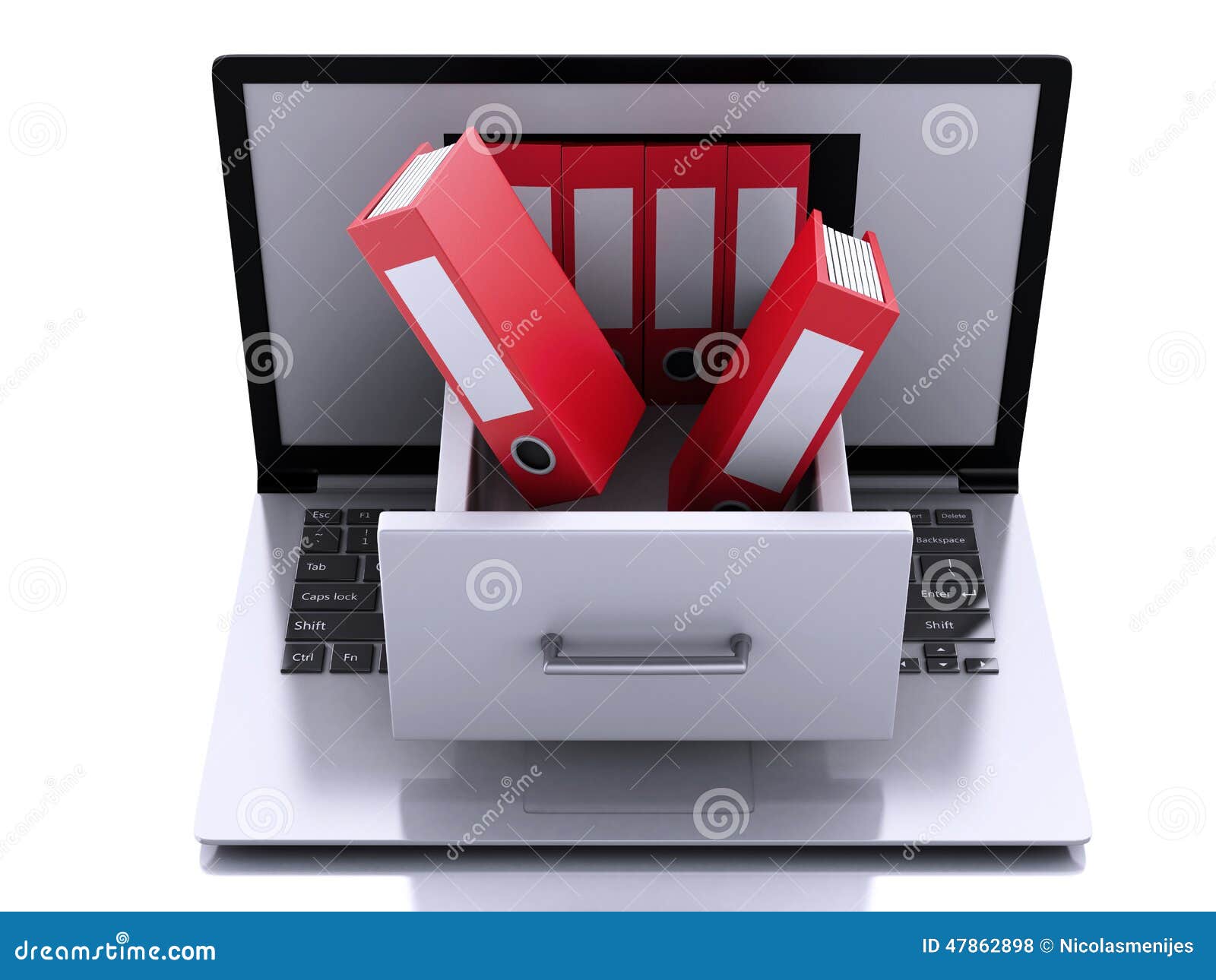 3d Laptop with Ring Binders. Data Storage. Stock Illustration ...