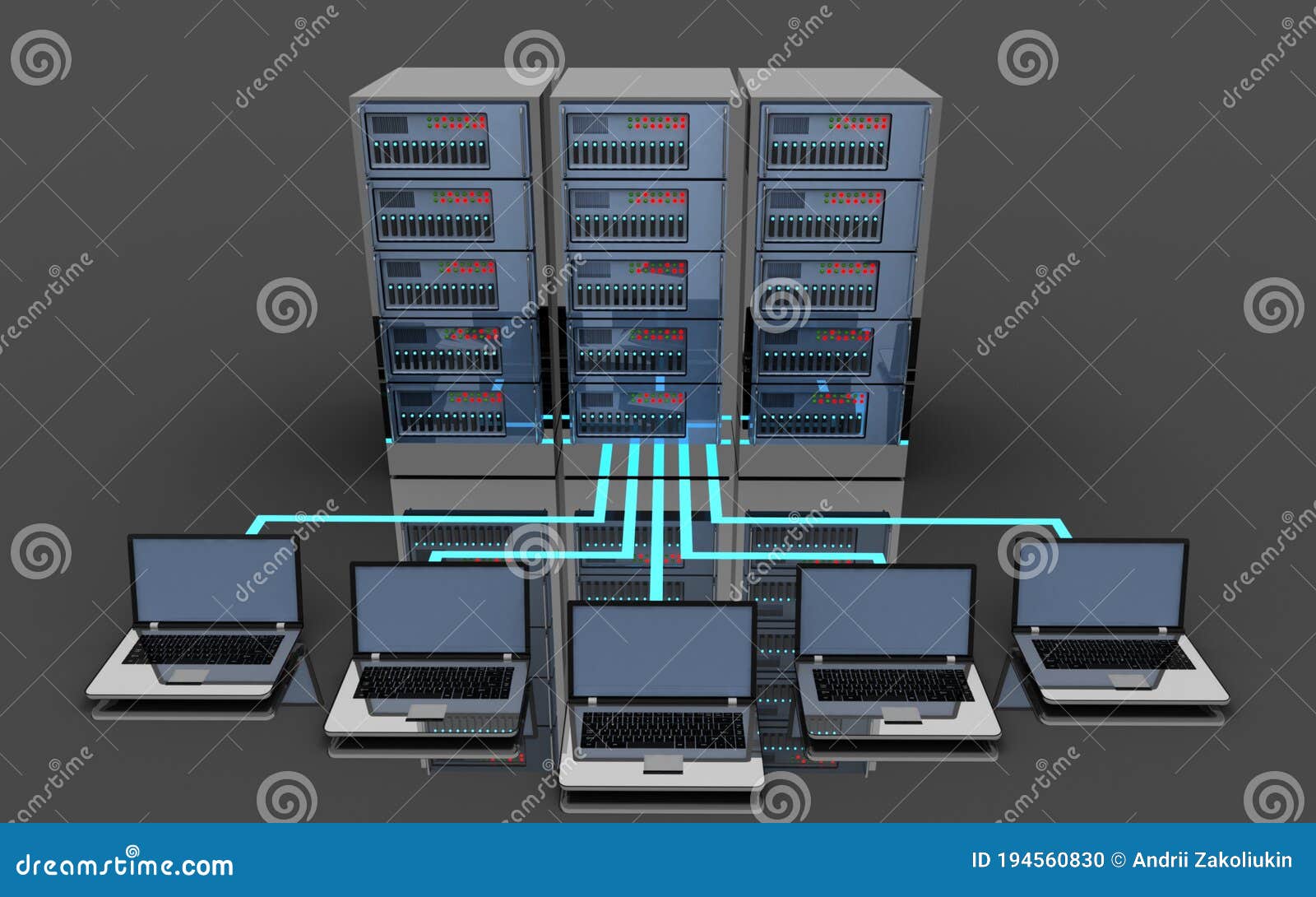 3D Laptop Server Connection Concept . 3d Illustration Stock ...
