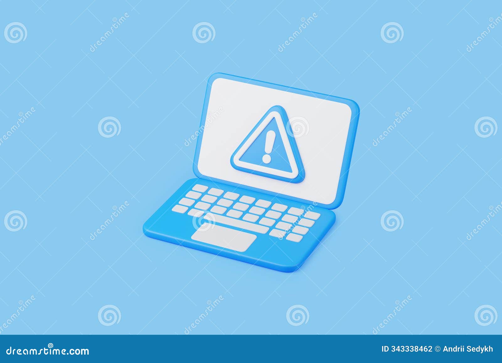 3D Laptop with Warning Alert Icon Stock Illustration - Illustration of ...