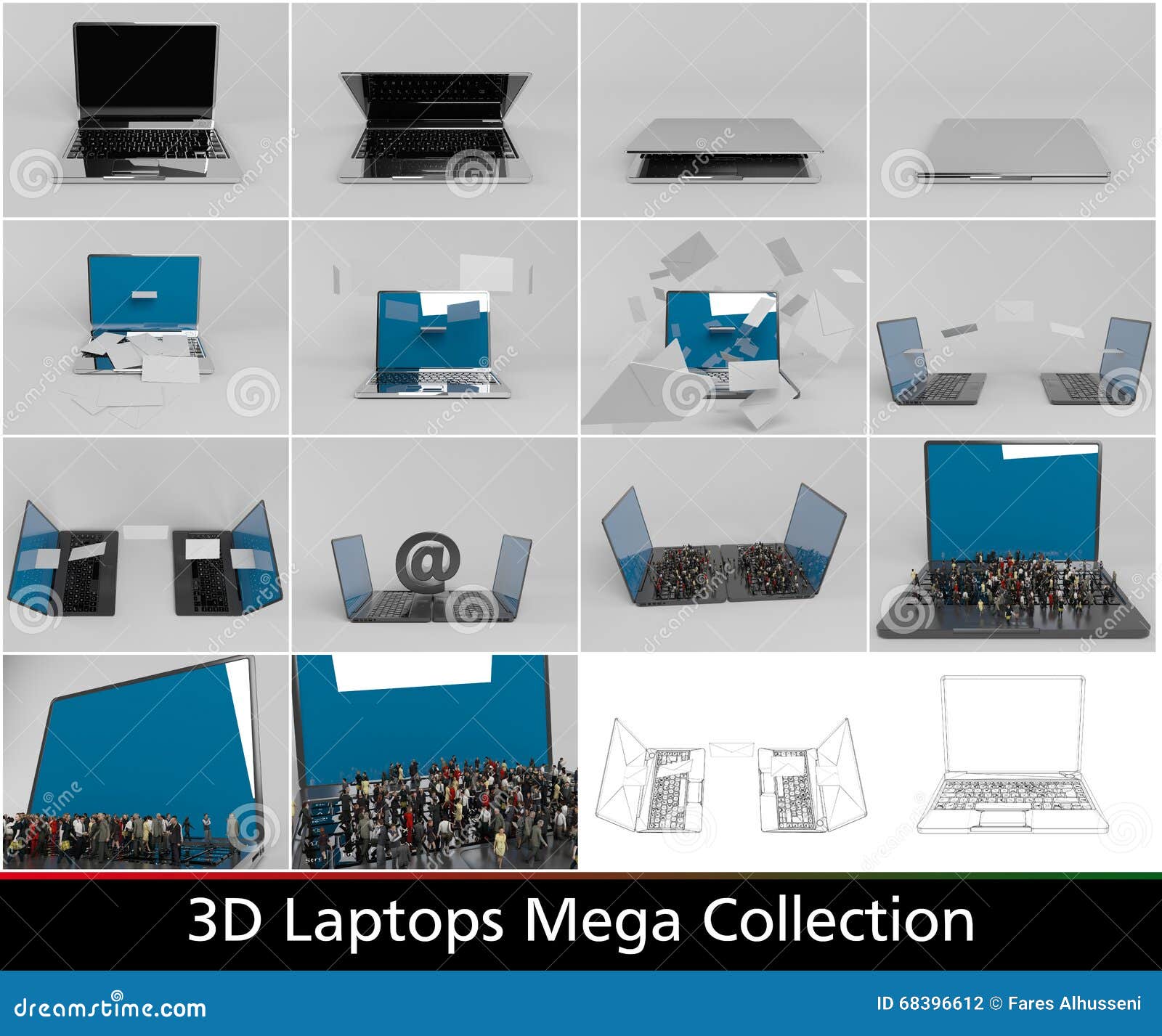 3d laptops collection stock illustration. Illustration of modern - 68396612