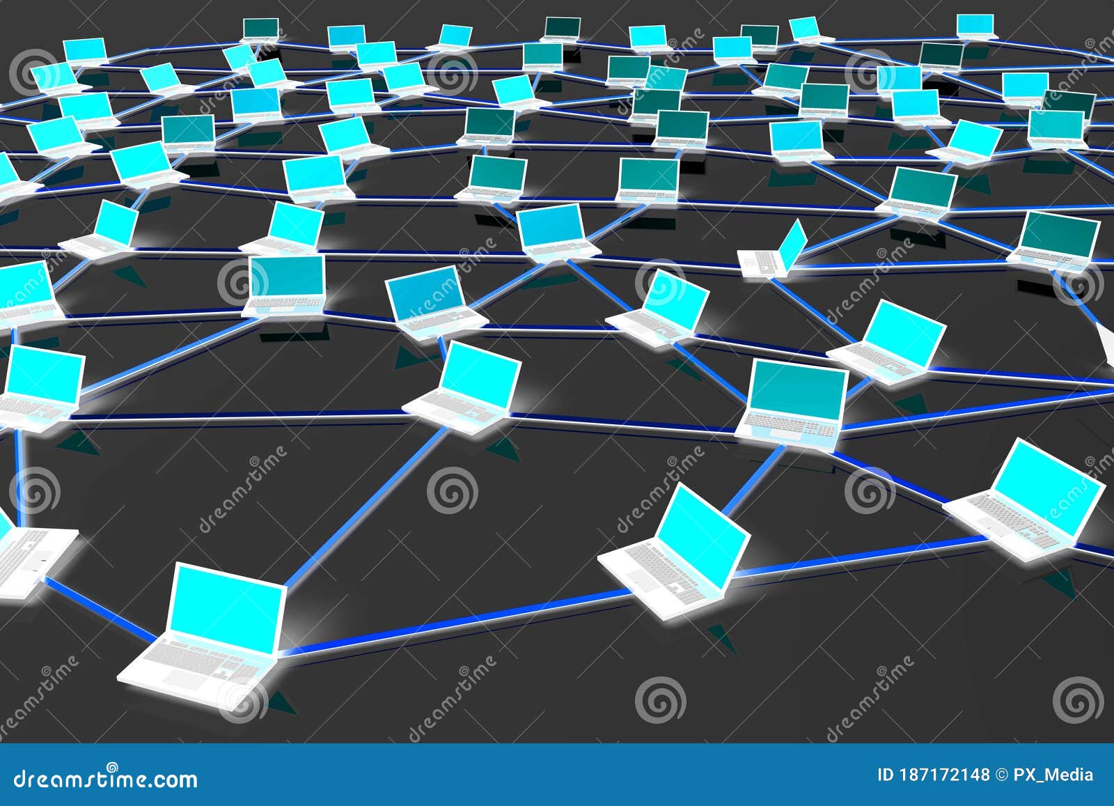 3D Laptops - Network Concept Stock Illustration - Illustration of ...