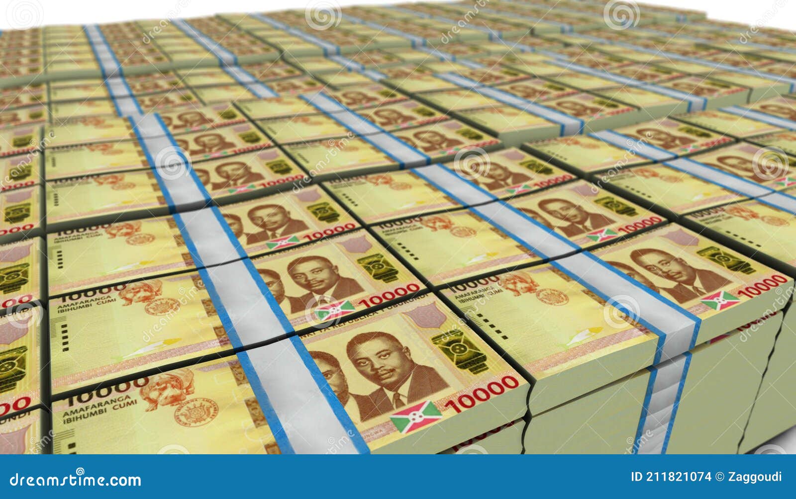 3D Large Stack of Burundi 10000 Francs Banknote Stock Illustration ...