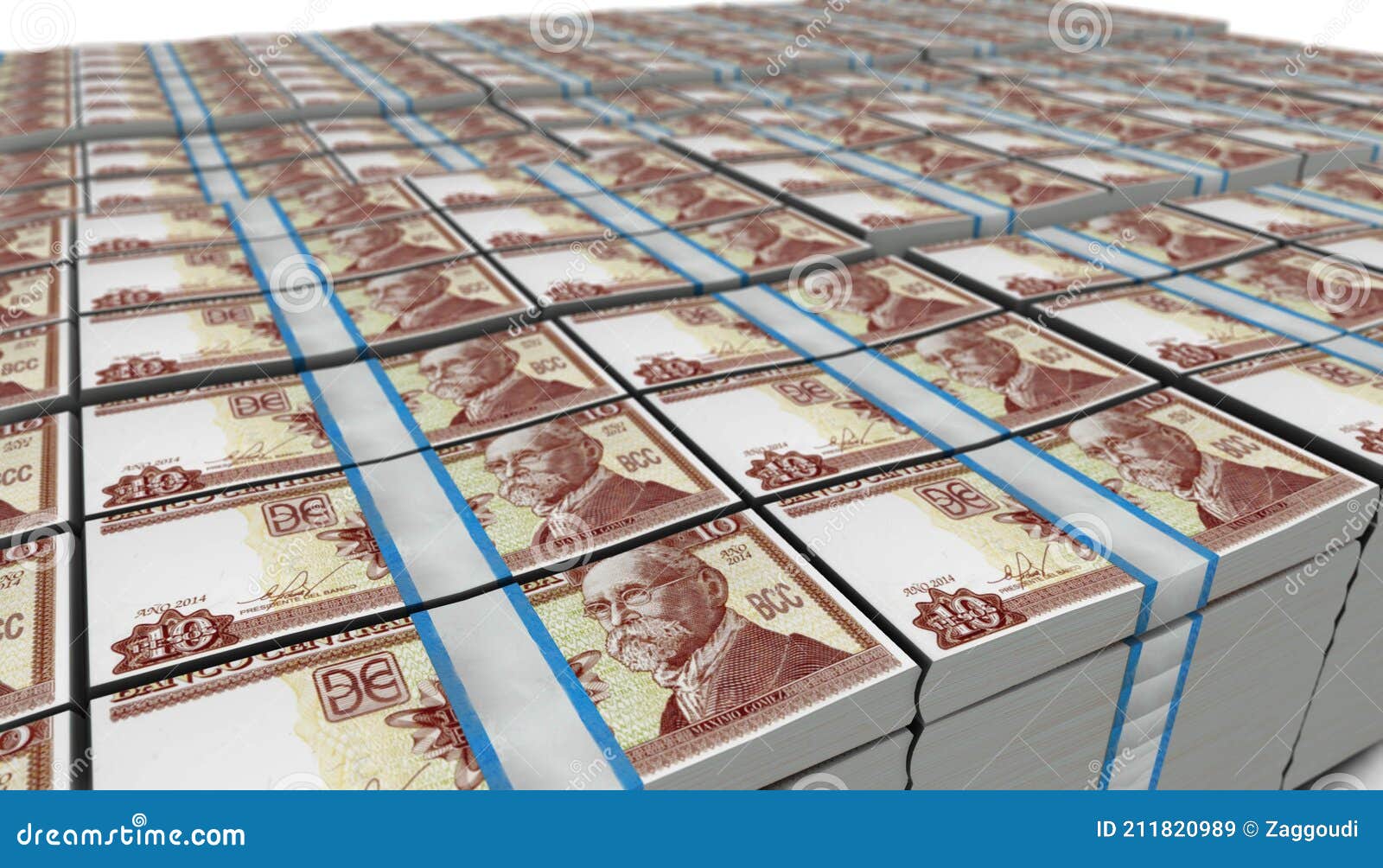 3D Large Stack of Cuba 10 Pesos Banknote Stock Illustration ...
