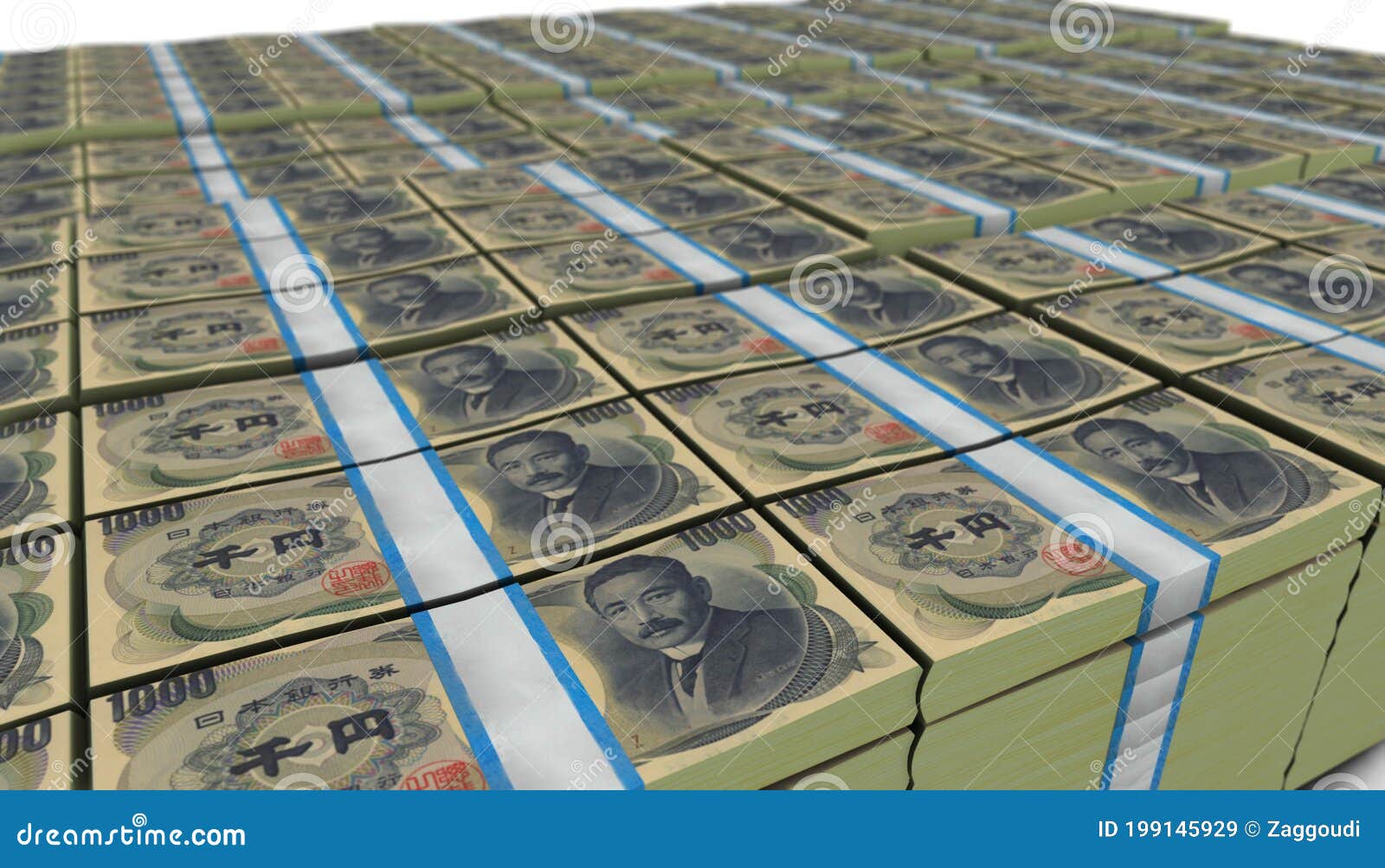 3D Large Stack of Japan Yen Banknote Stock Illustration - Illustration ...