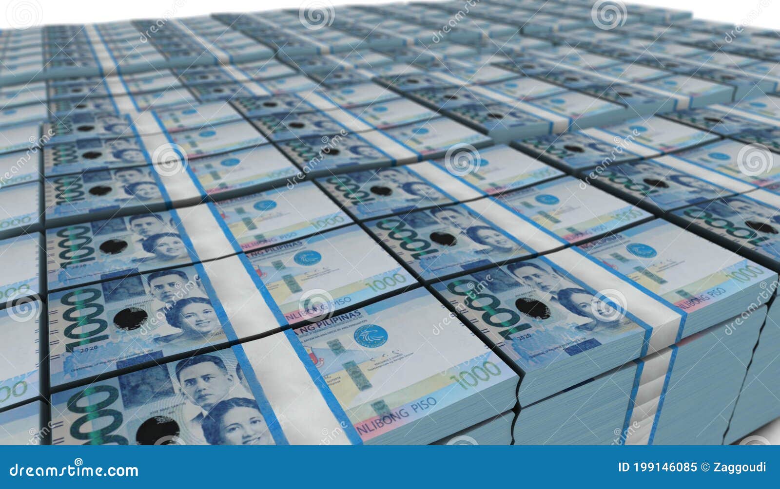 3D Large Stack of Philippine Perso Banknote Stock Illustration ...
